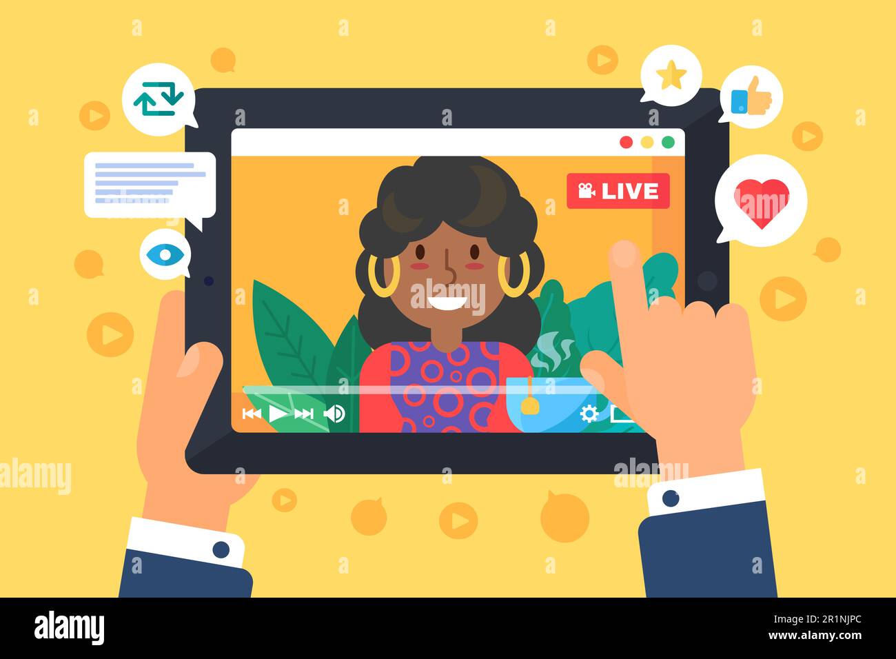 Top view video female hands Stock Vector Images - Alamy