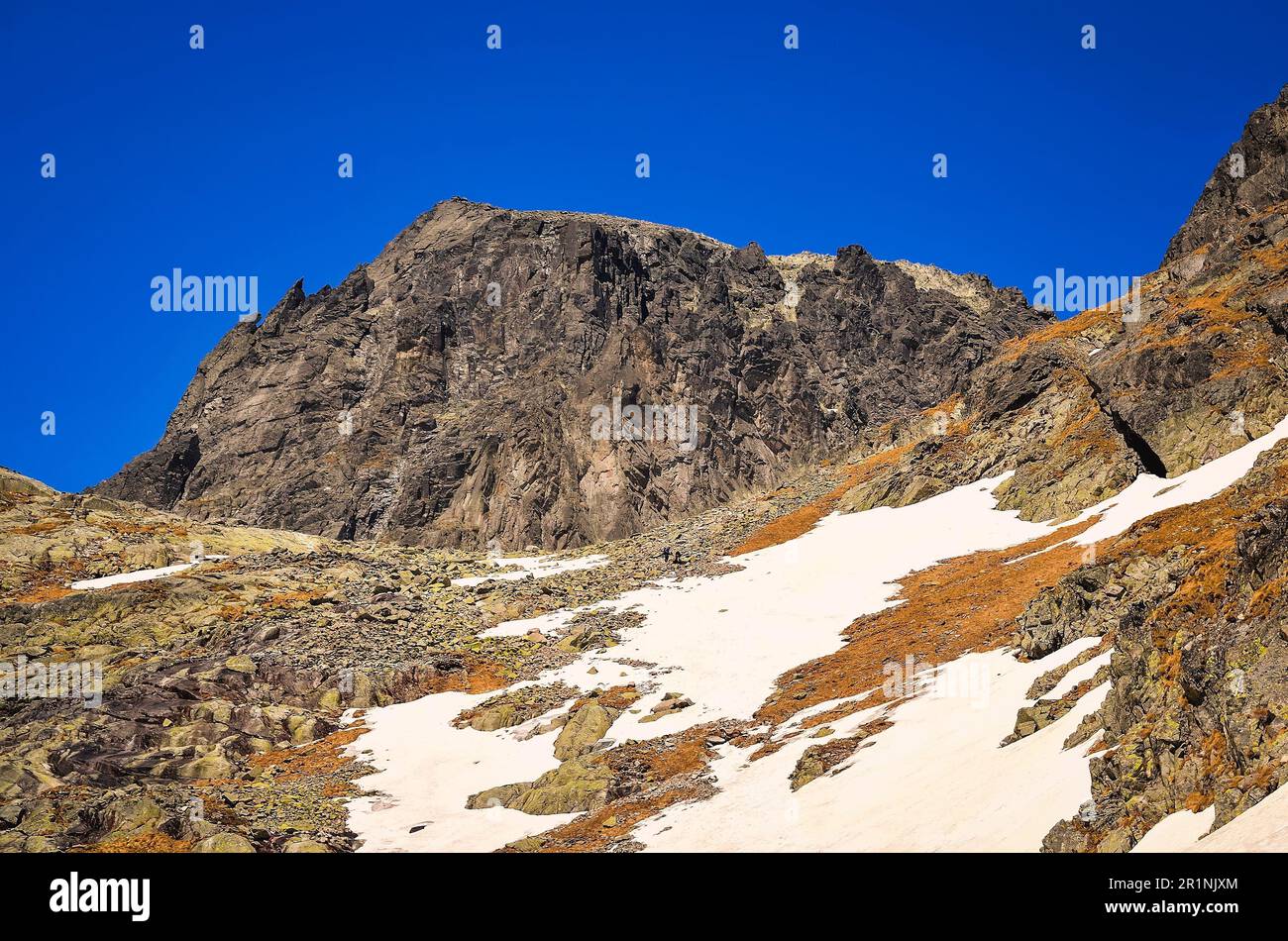 Early spring mountain landscape. Picturesque view stretches over high ...