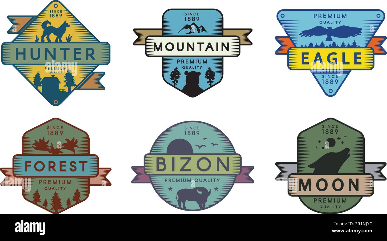 Forest wildlife vector logo templates set. Natural reserve symbol ...