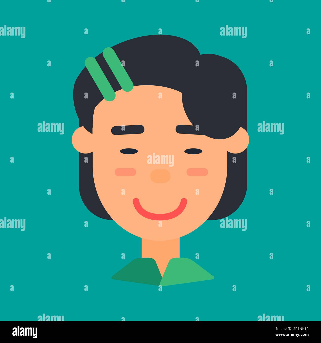 Asian female avatar, profile icon of cute brunette woman. Chinese ...