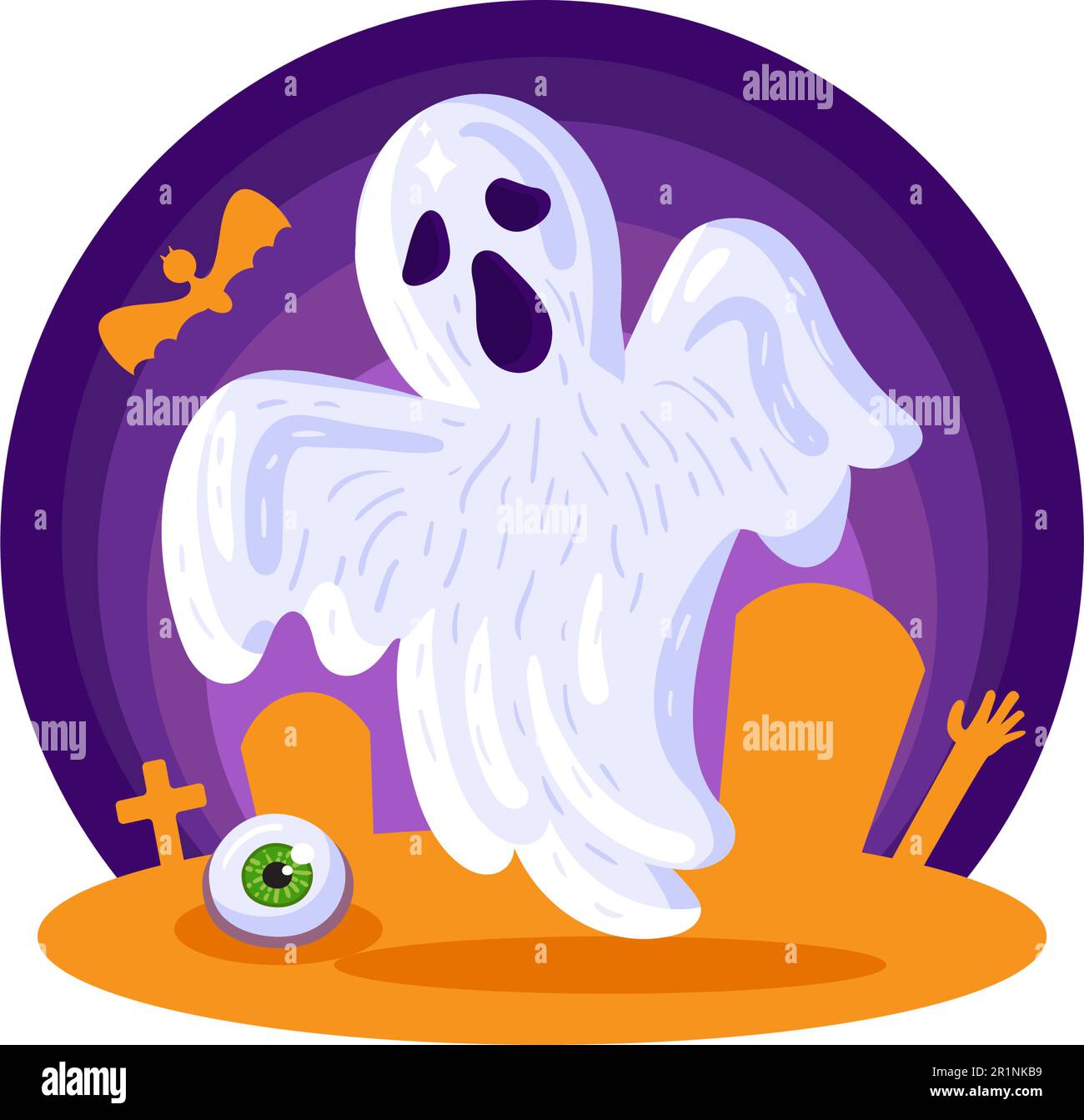 Halloween card design element with scary ghost. Horror holiday symbol ...