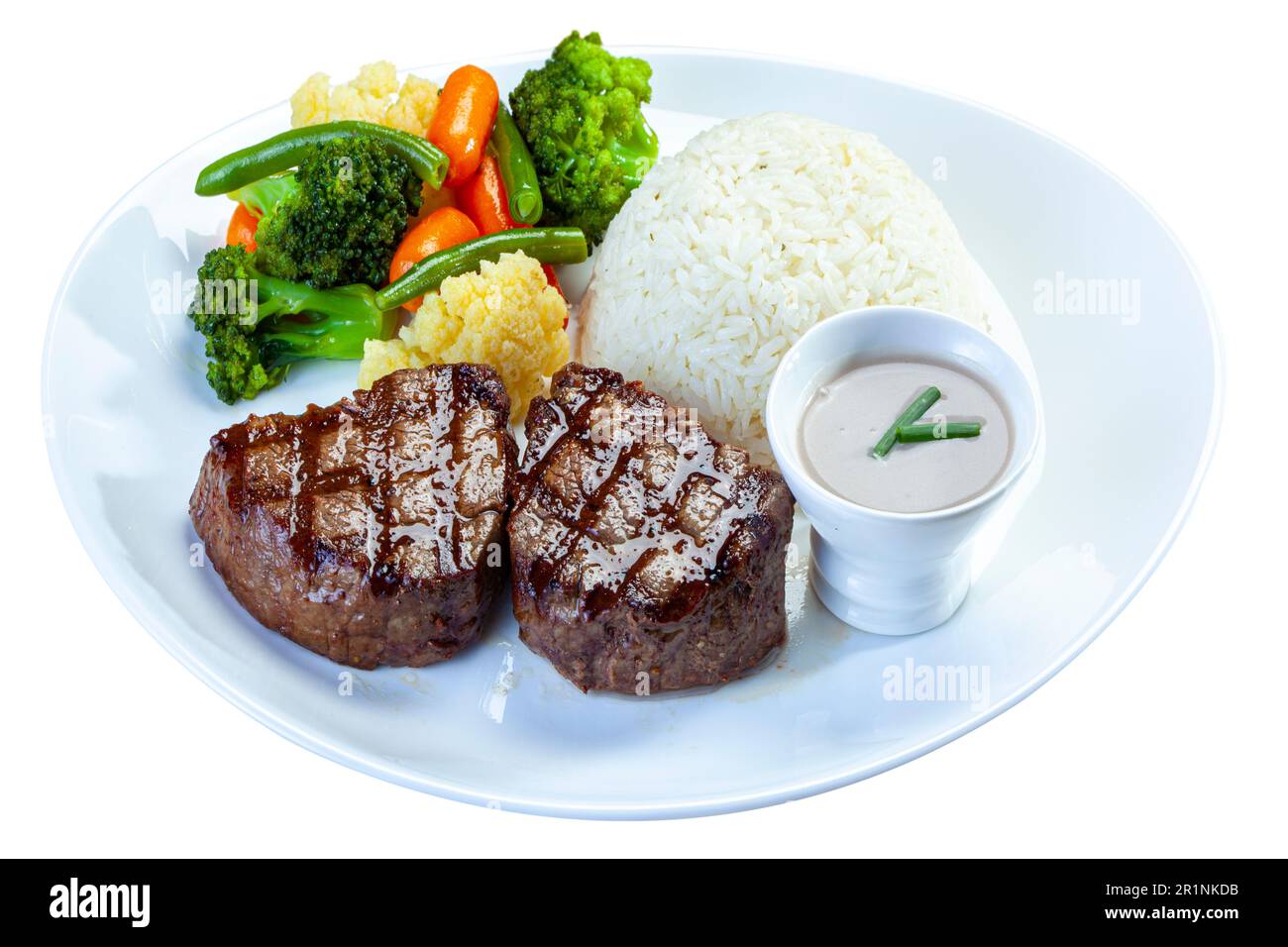 Roasted steak meat, rice and vegetables Stock Photo - Alamy