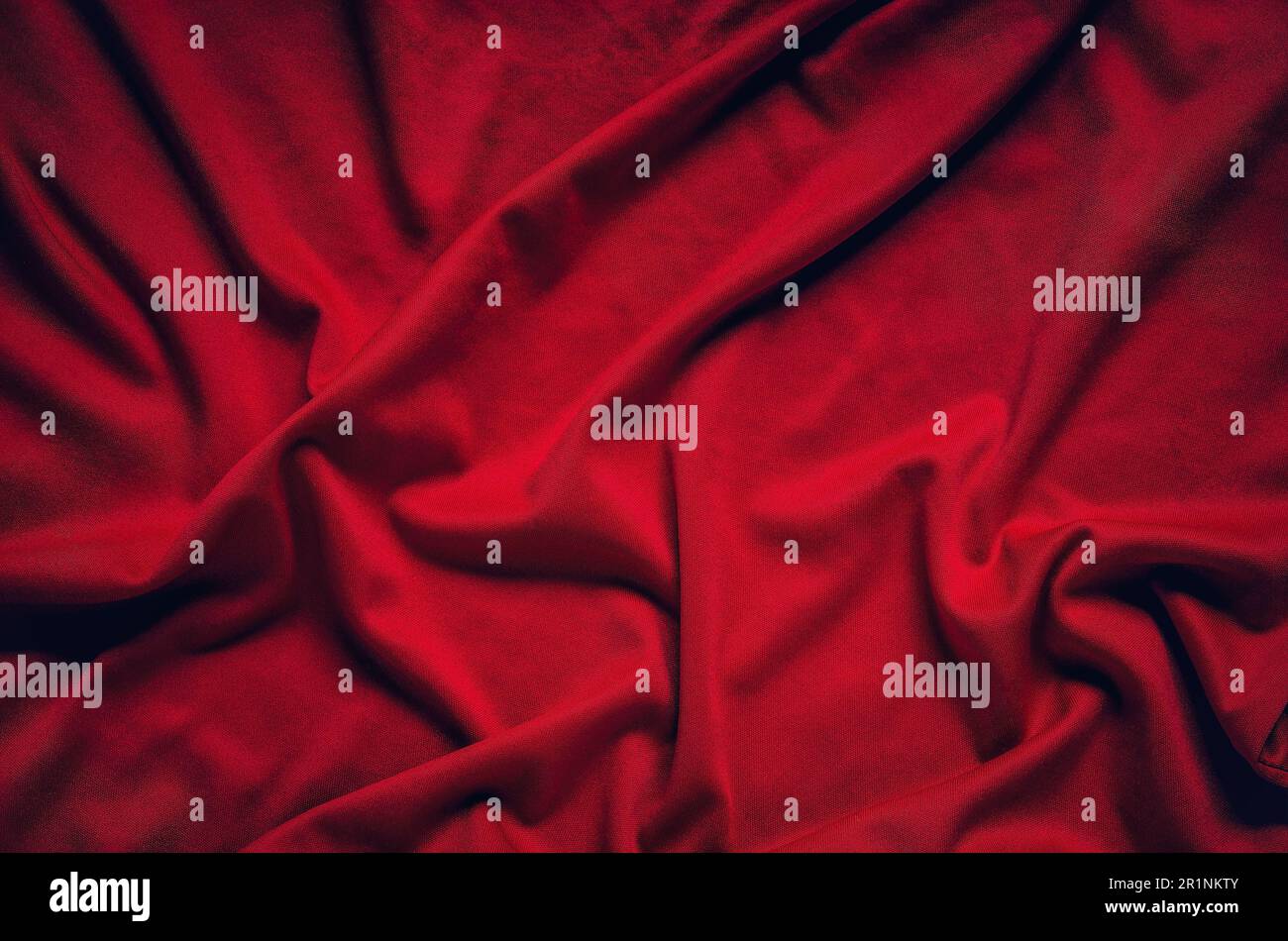 Red wrinkled fabric texture. Close-up of textile structure, may be used ...