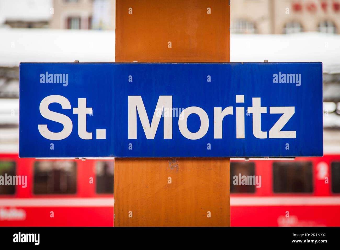 Signseen of the famous St. Moritz Train Station in Switzerland Stock ...