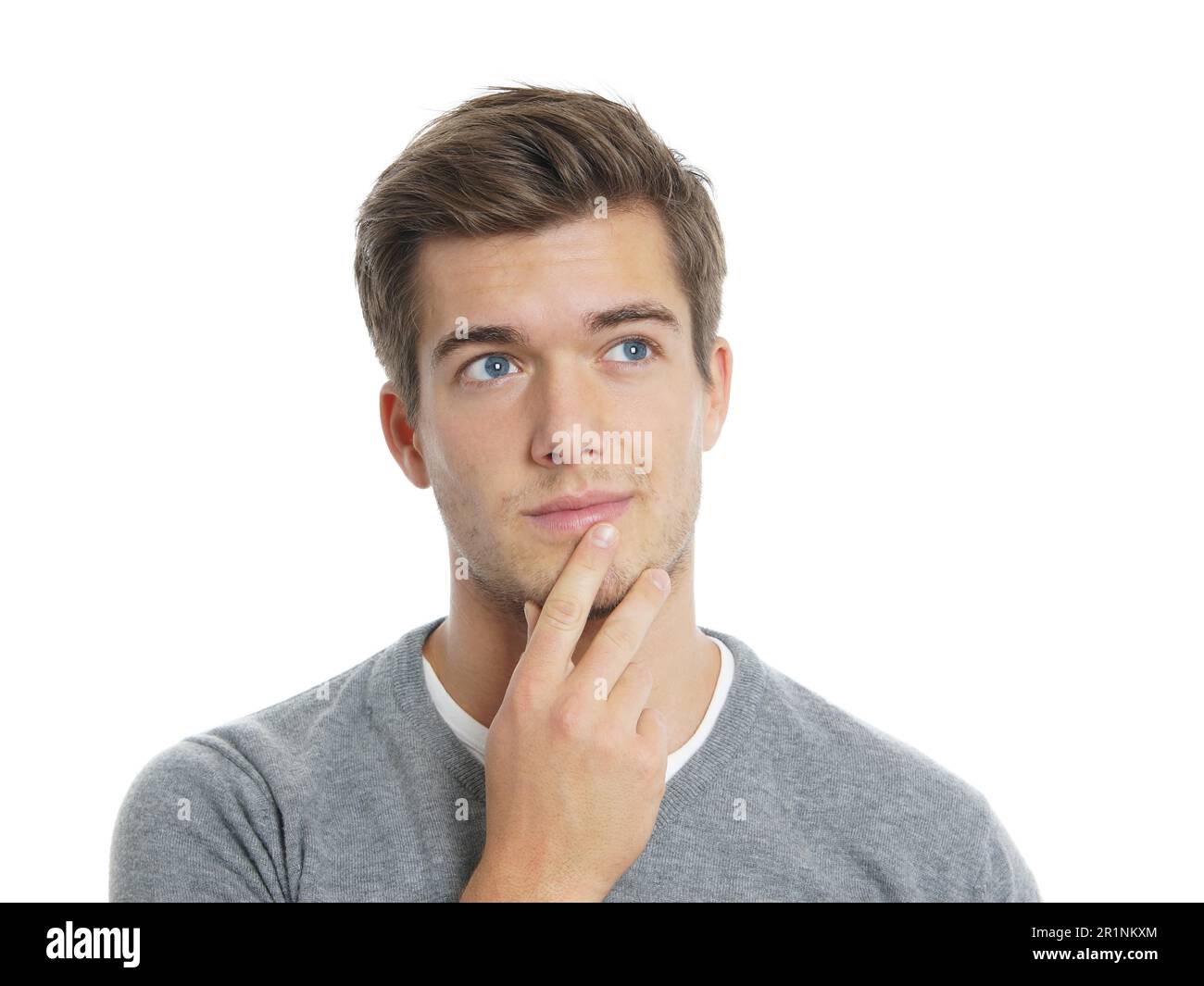 Pensive young european man hi-res stock photography and images - Alamy