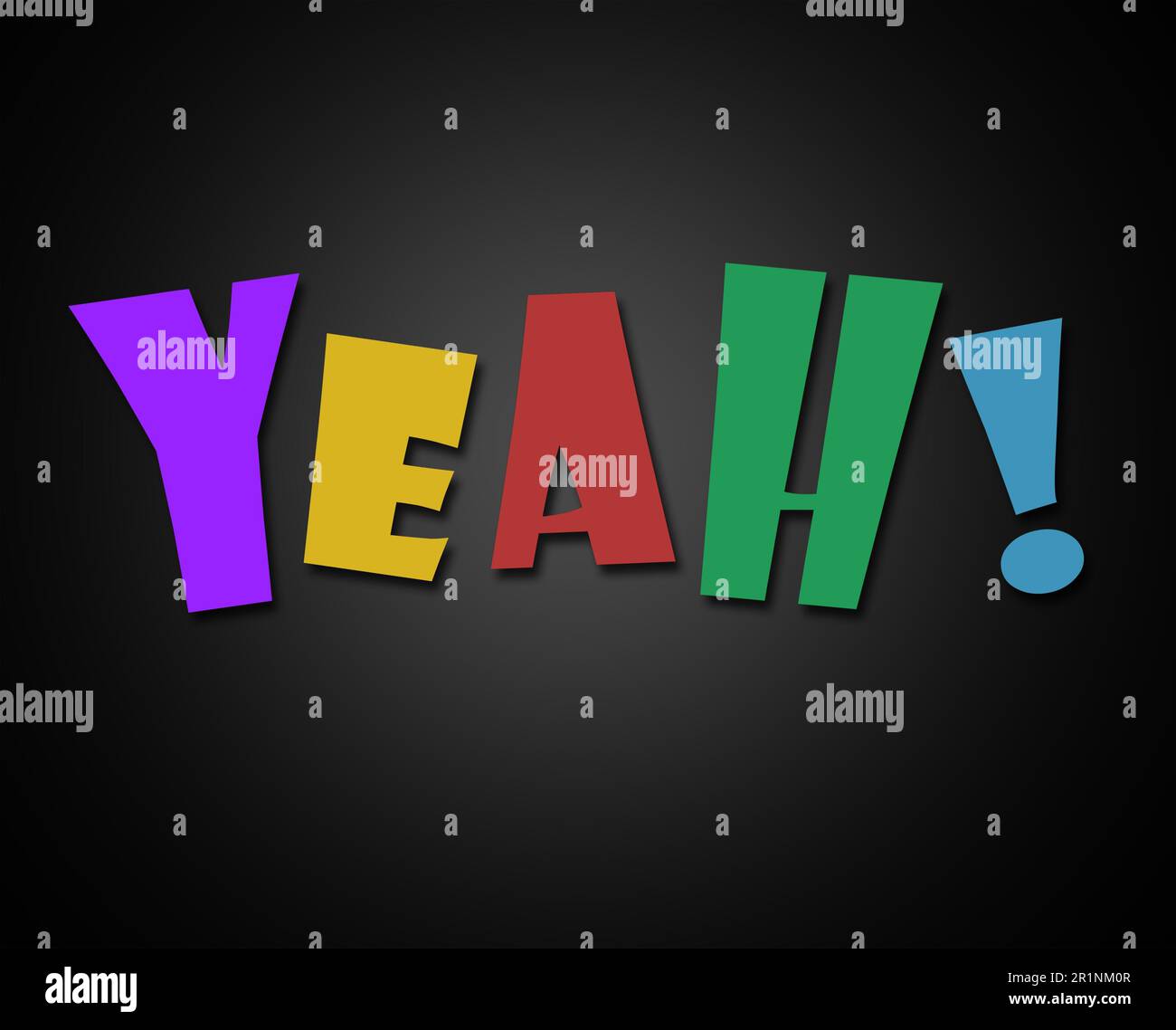 yeah in colorful letters on black background illustration Stock Photo ...