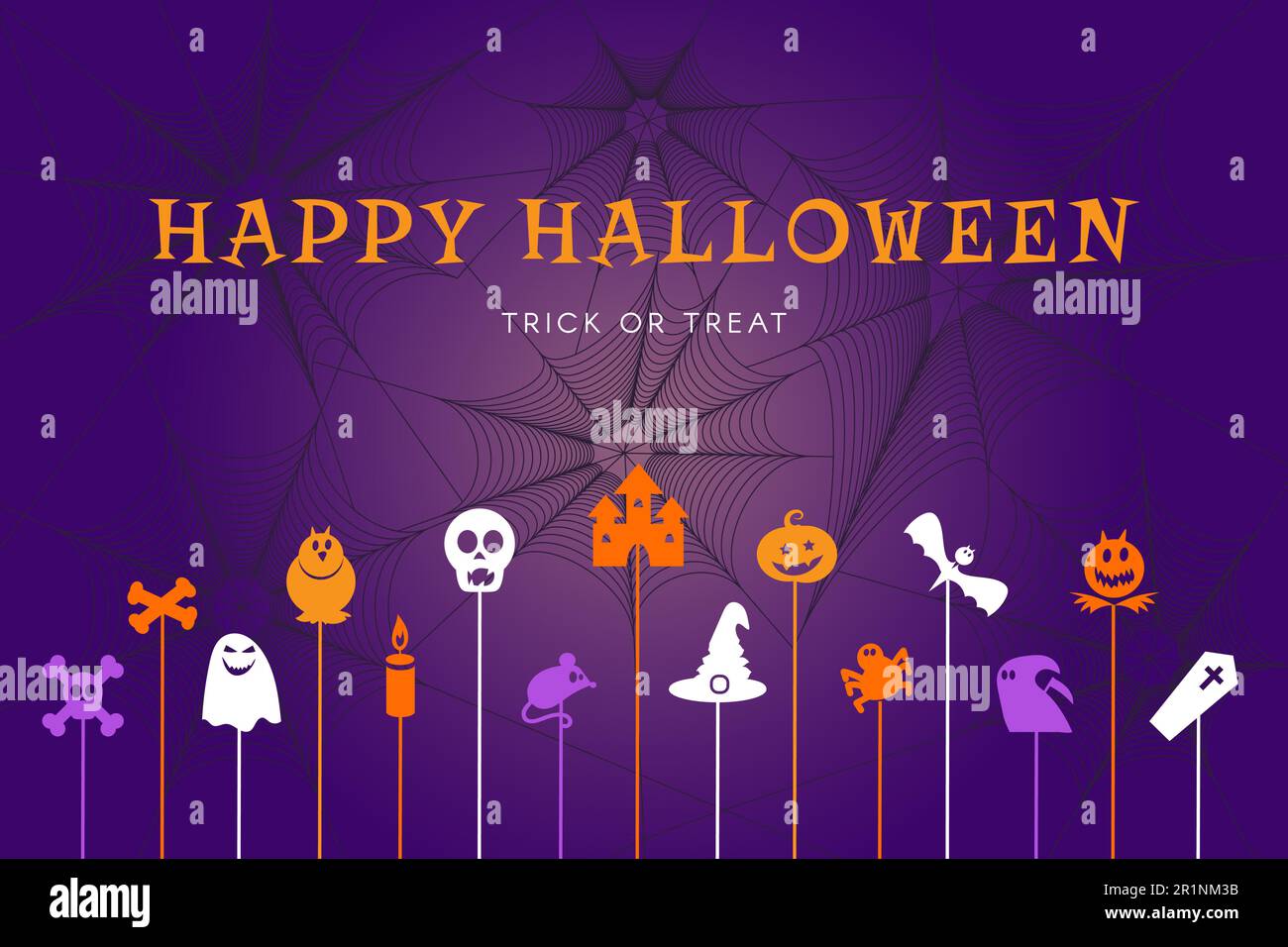 Happy halloween trick or treat banner for party poster background with ...
