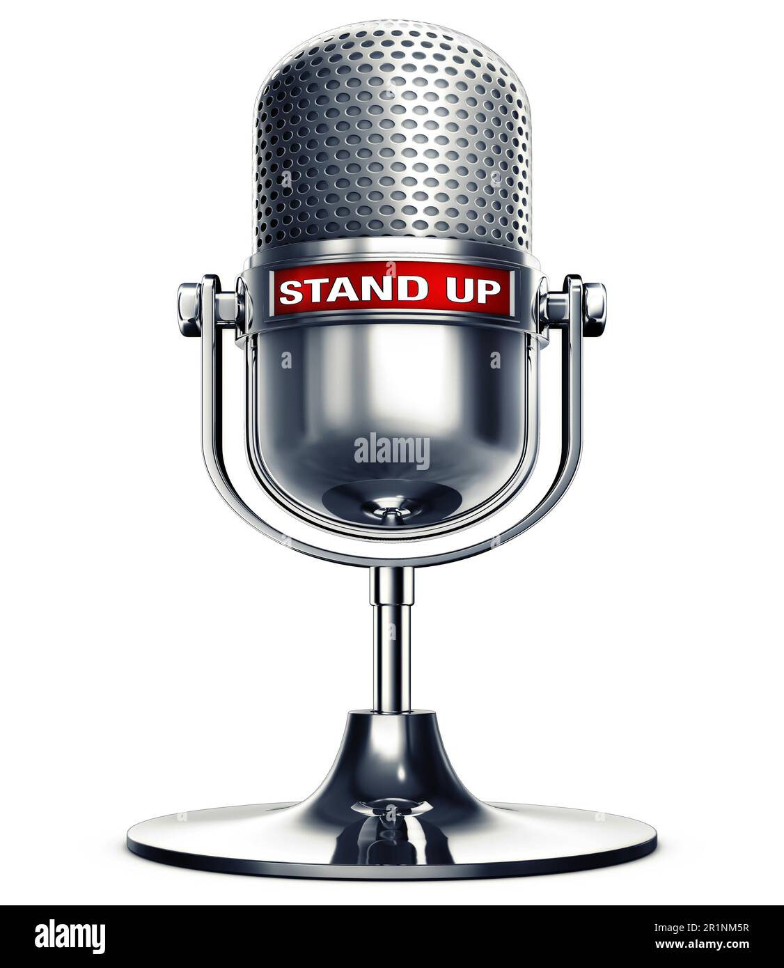 3D rendering of an microphone with the words stand up Stock Photo - Alamy