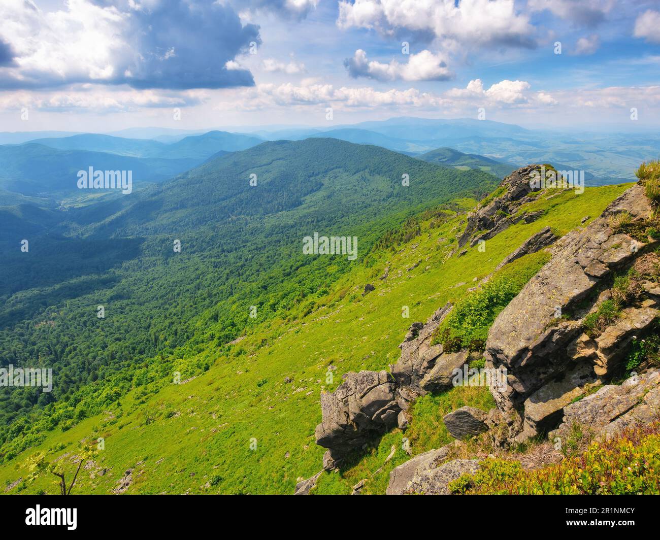 nature landscape in mountains. carpathian watershed ridge in summer ...