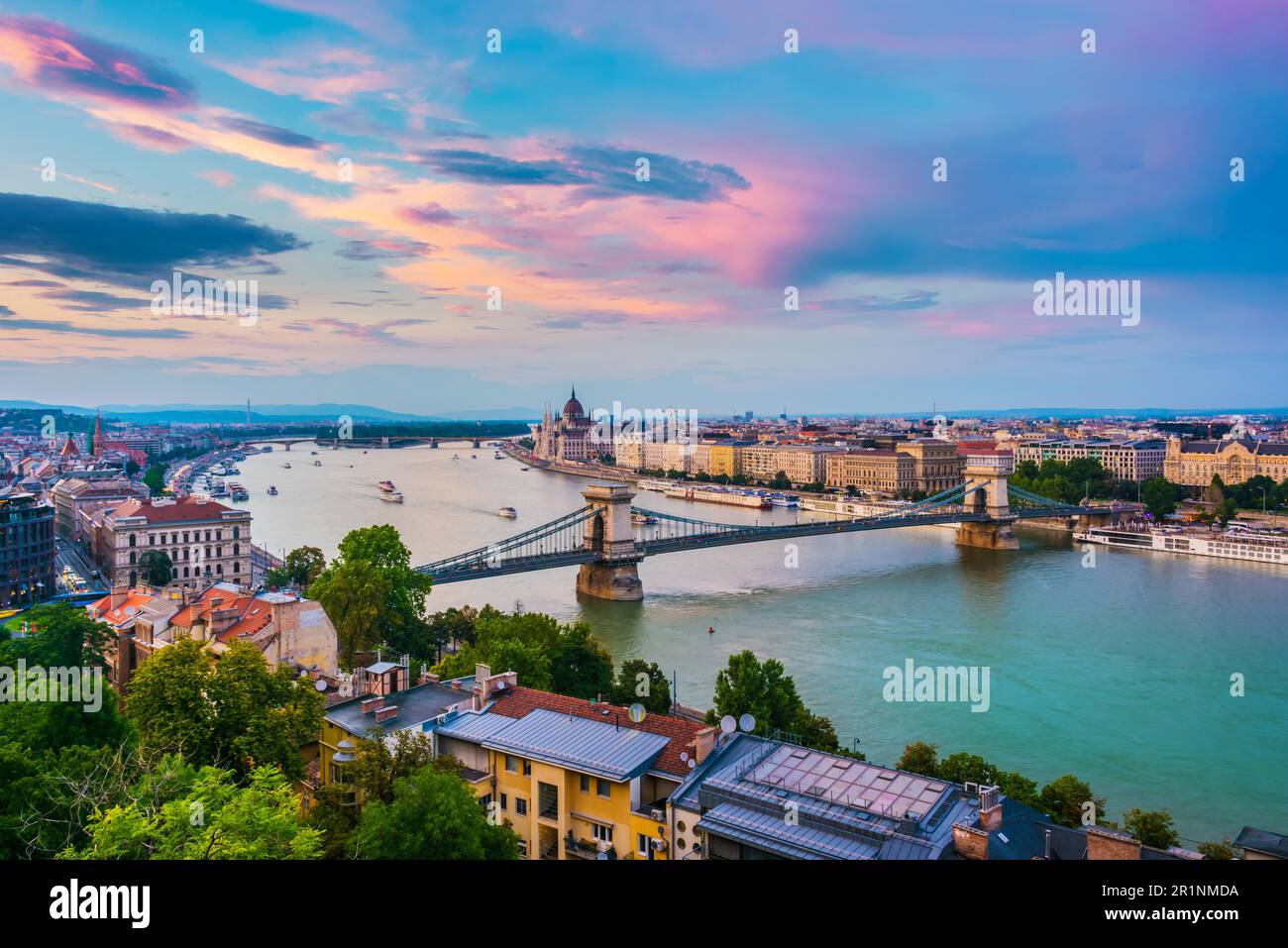Panoramic view of Budapest with Hungarian Parliament Building on the ...