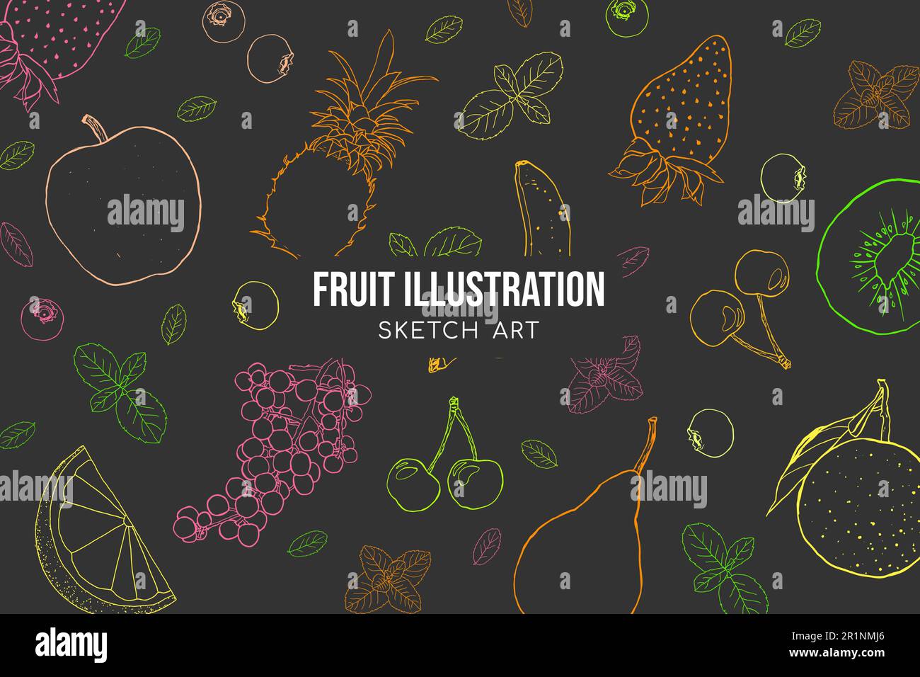 Fruit illustration sketch style background design Stock Vector Image ...