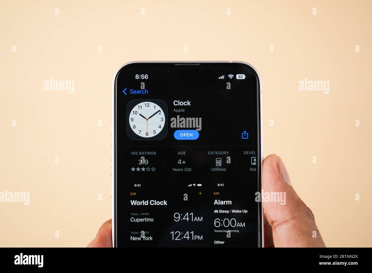 West Bangal, India - February 20, 2023 : Apple Clock app on phone screen stock image Stock Photo ...