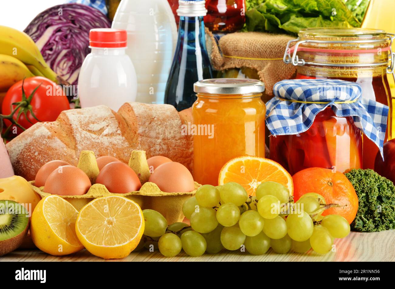 Composition with variety of grocery products Stock Photo - Alamy