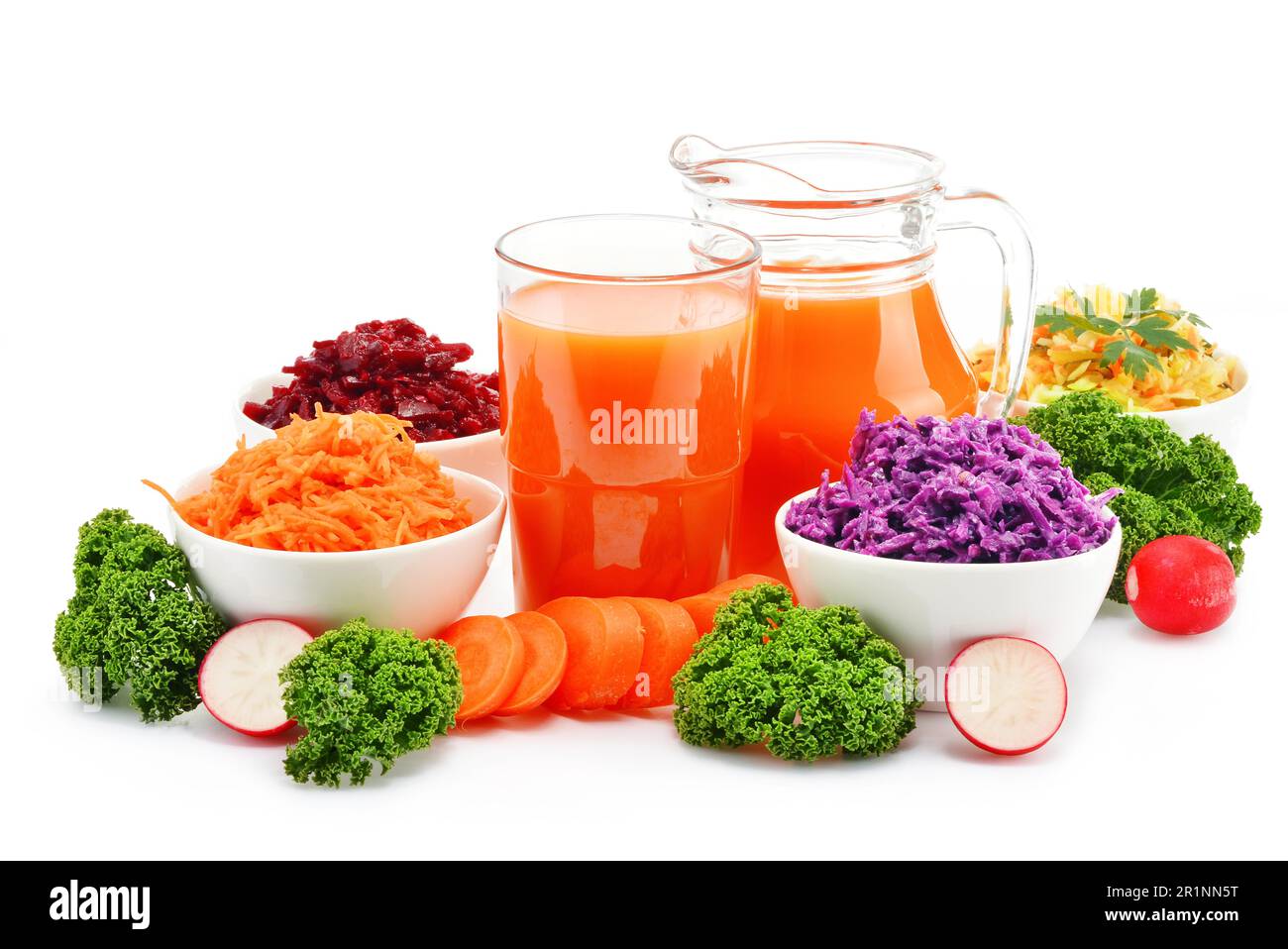 Composition with four vegetable salad bowls Stock Photo - Alamy