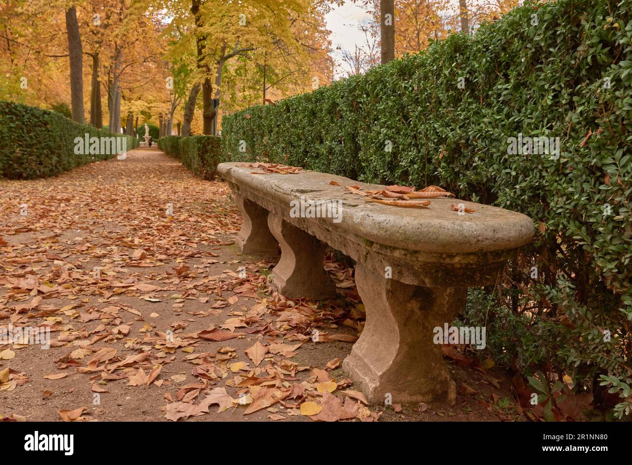 Stone bank in the garden of the Parterre in autumn Stock Photo - Alamy