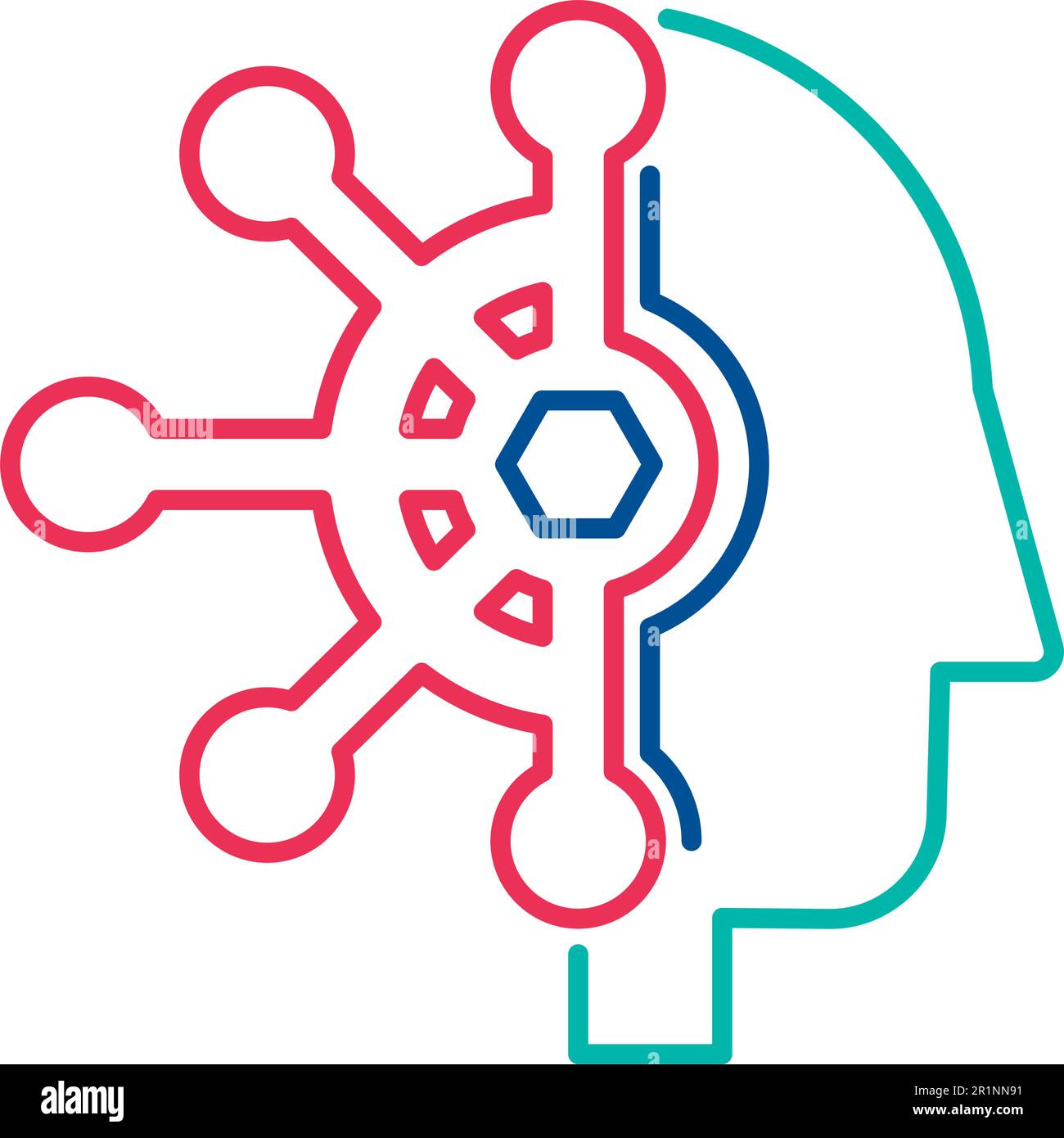 Human mind control linear vector icon isolated on white. Brain ...