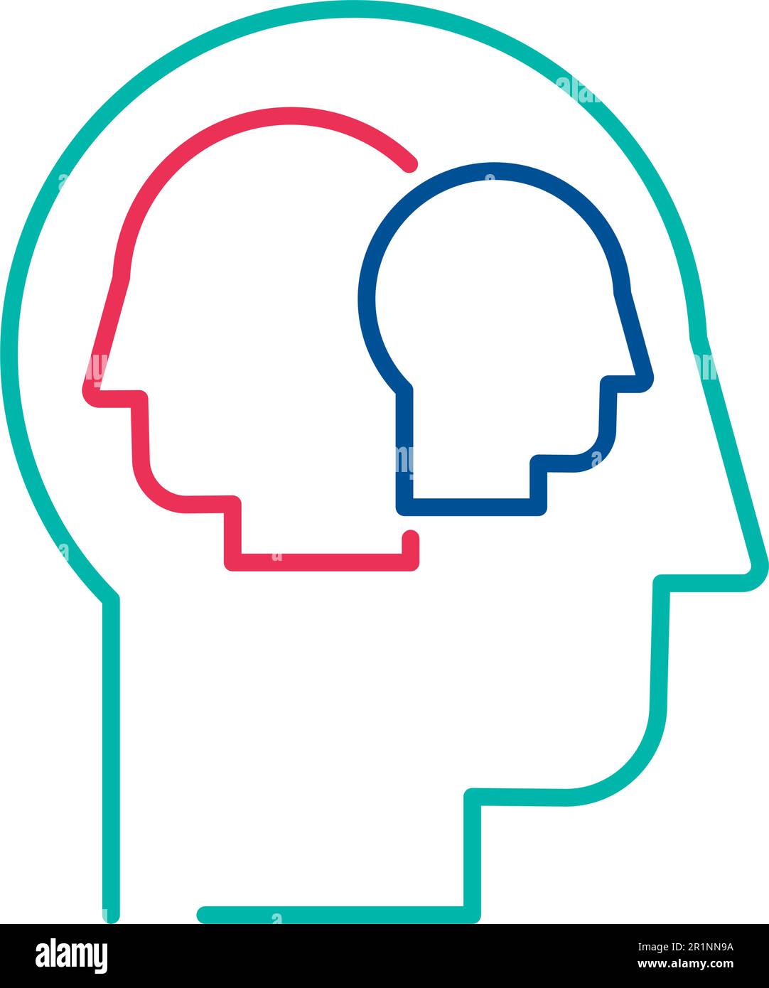 Introspection thin line vector icon isolated on white. Split ...