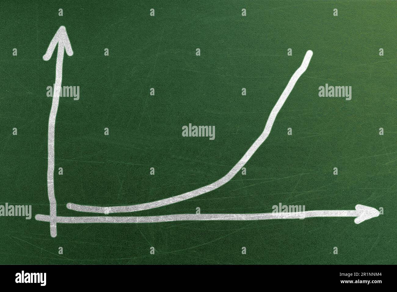 Exponential chart drawn on the chalkboard. Math and statistic education ...
