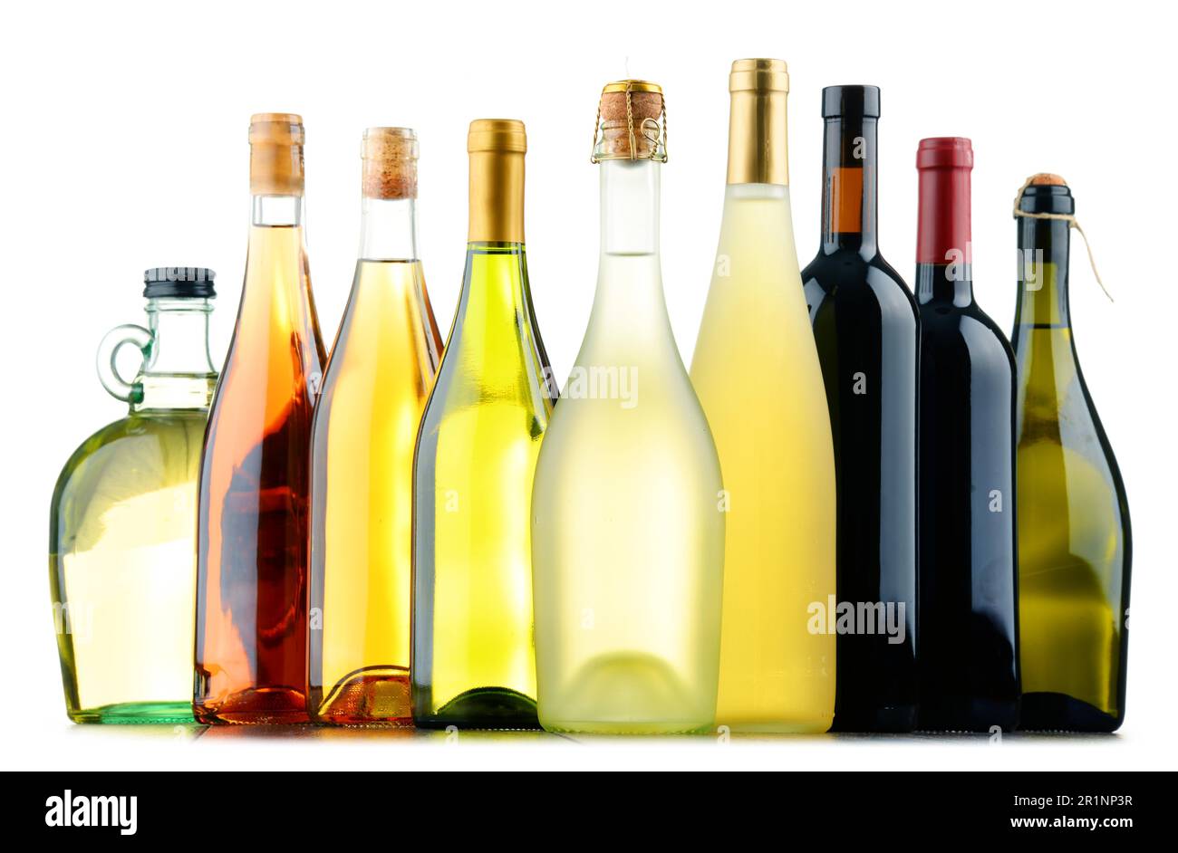 Composition with assorted bottles of wine Stock Photo - Alamy