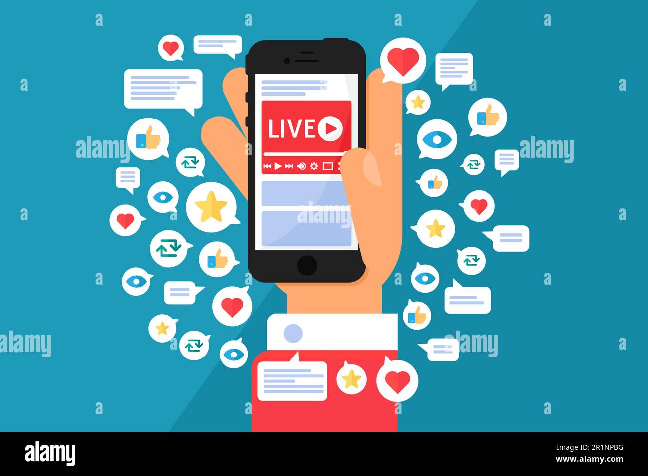 Person watching online broadcast concept illustration. Smartphone in ...