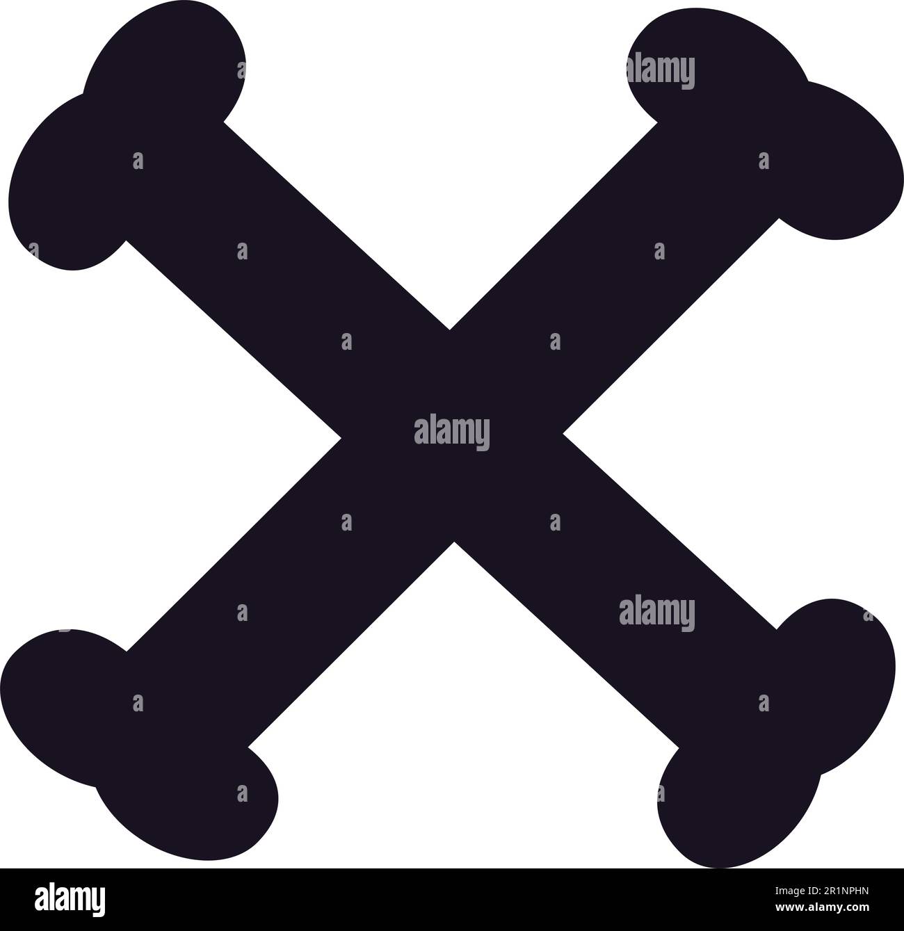Cross bones silhouette for Halloween holiday decoration design. Black ...