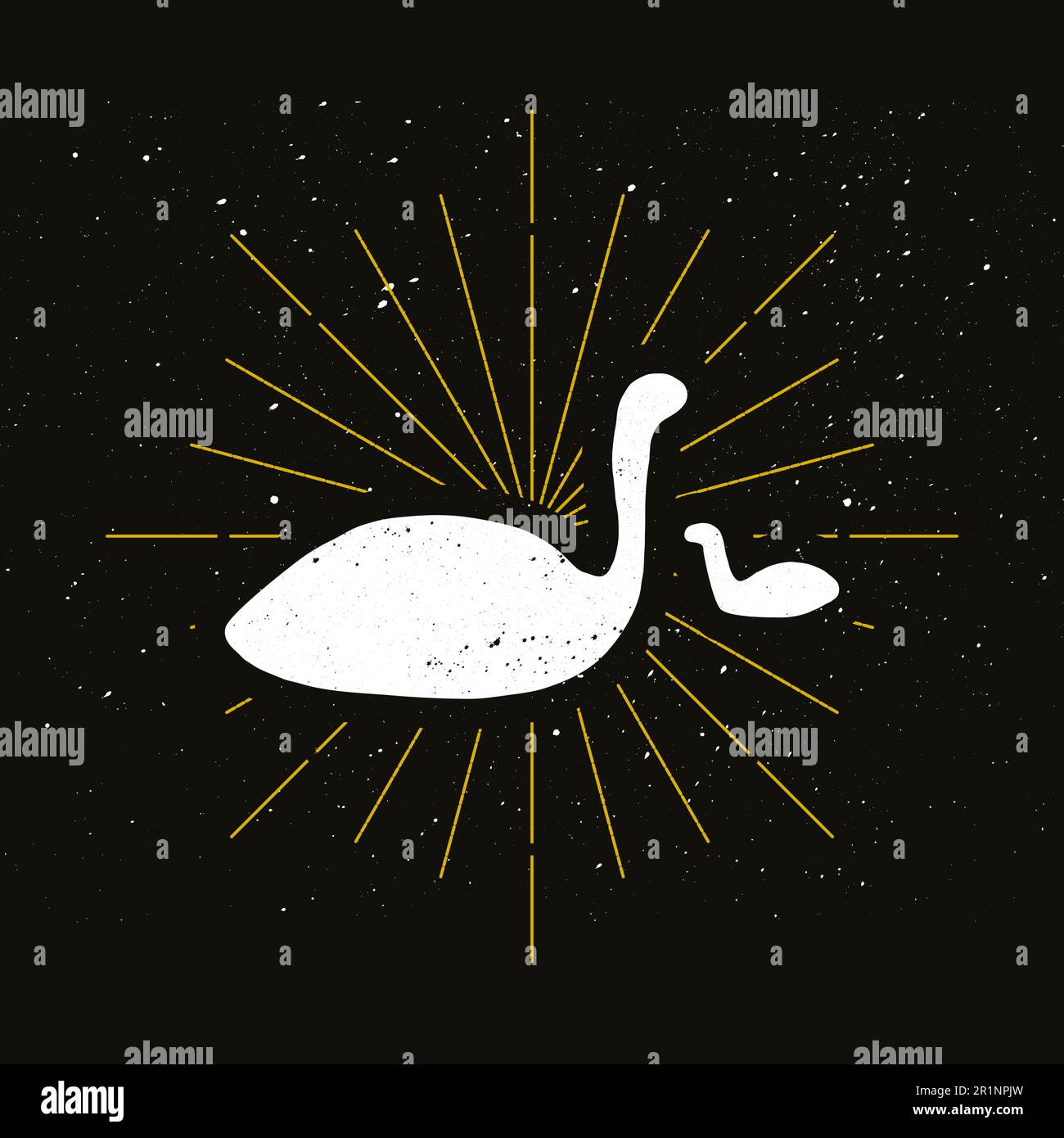 Retro plesiosaur silhouette. Ancient creatures, dinosaur badge ...