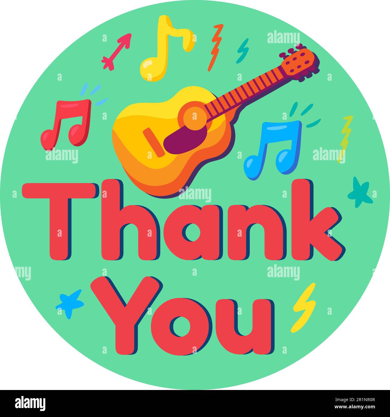 Music instrument concept icon. Thank you color printable sticker ...