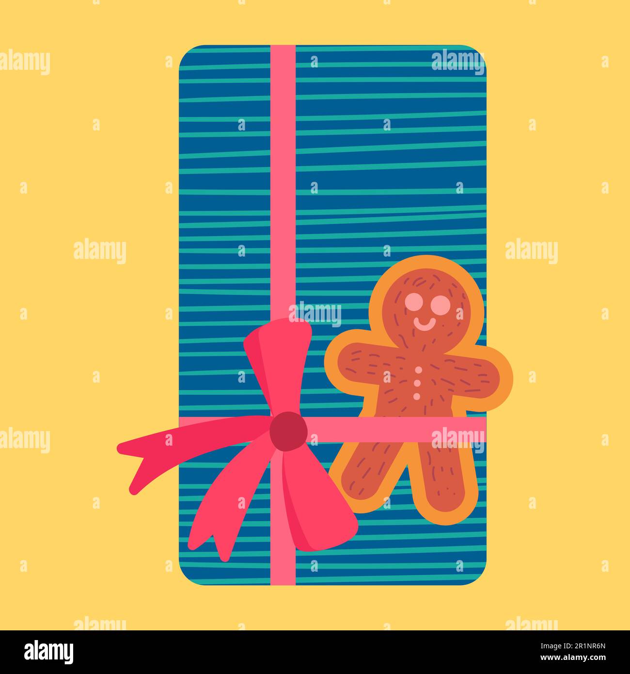 Christmas present from above flat vector illustration. Wrapped gift box ...