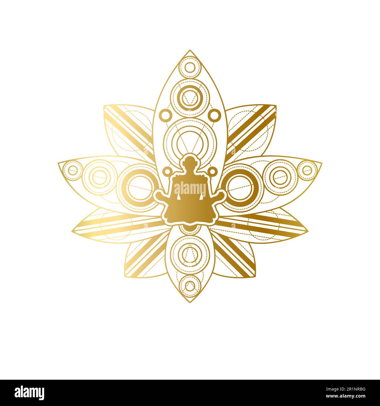 Yoga and Meditation Label Design, Female Silhouette in Golden Lotus ...