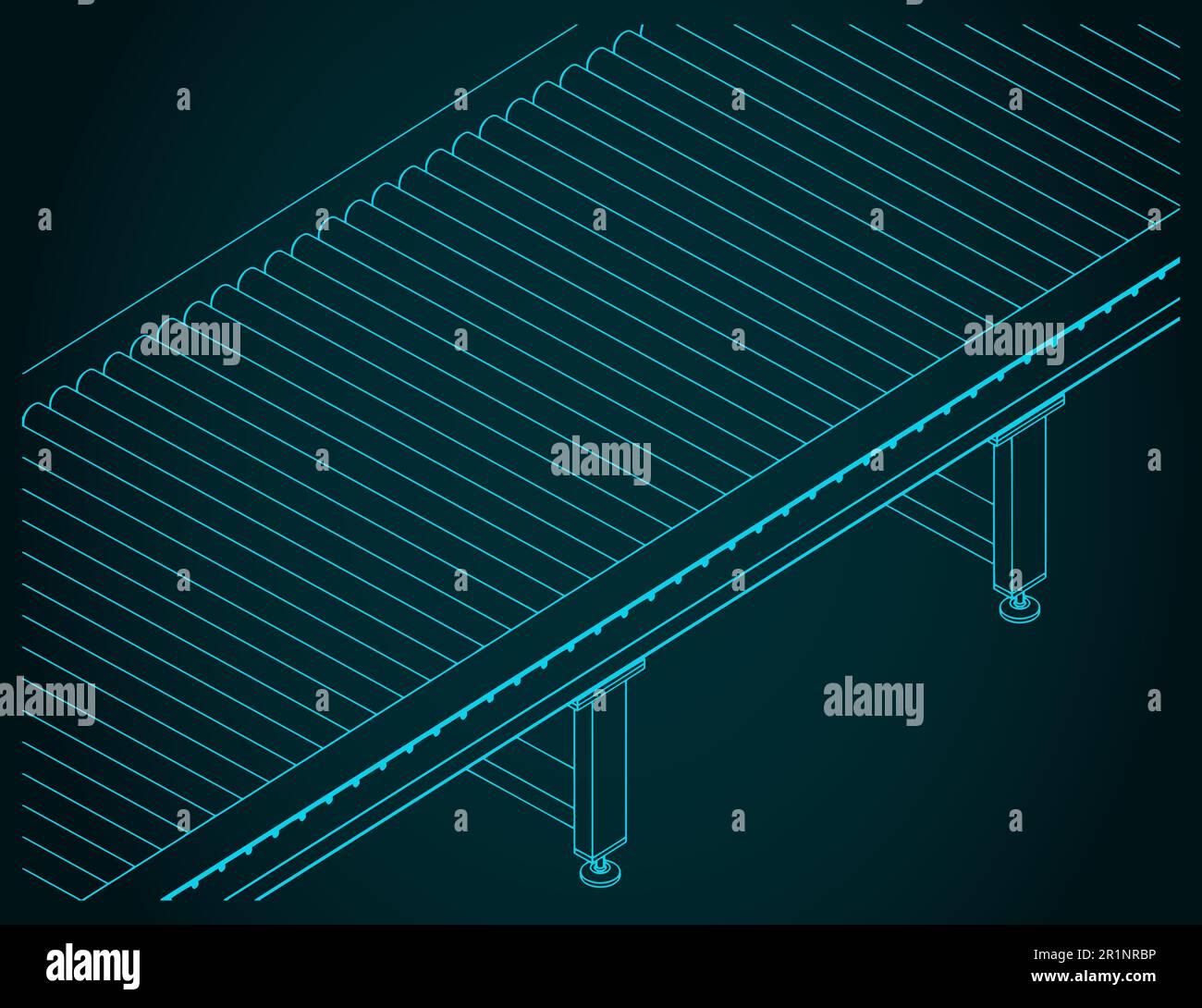 Stylized vector illustrations of roller conveyor for factory and ...