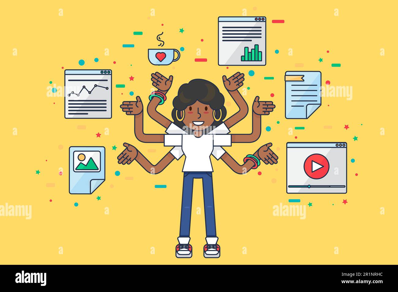 Multitask african american girl data specialist. Female seo programmer ...