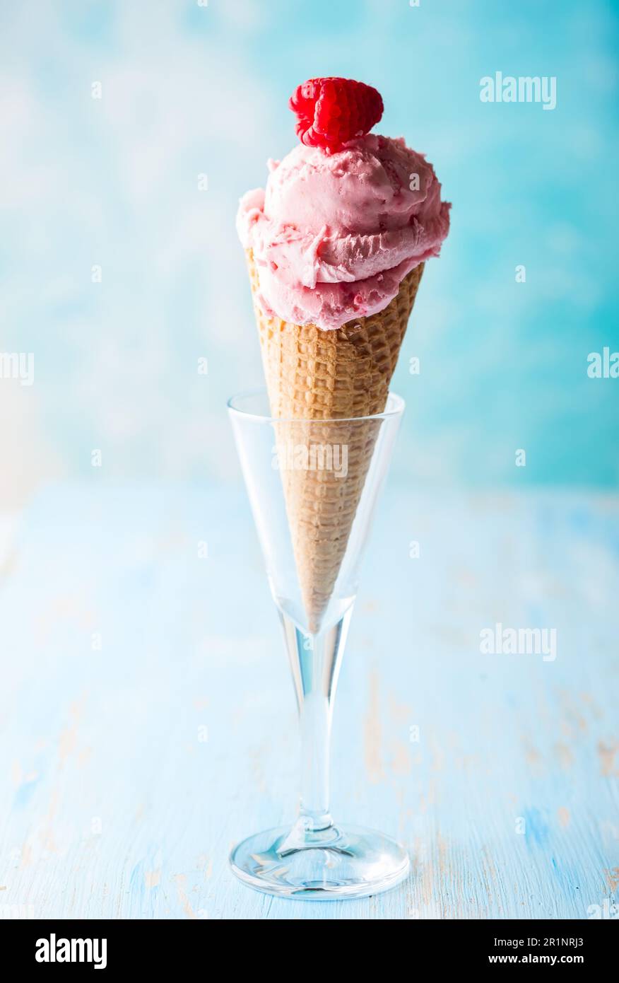 Raspberry ice cream cone hi-res stock photography and images - Alamy