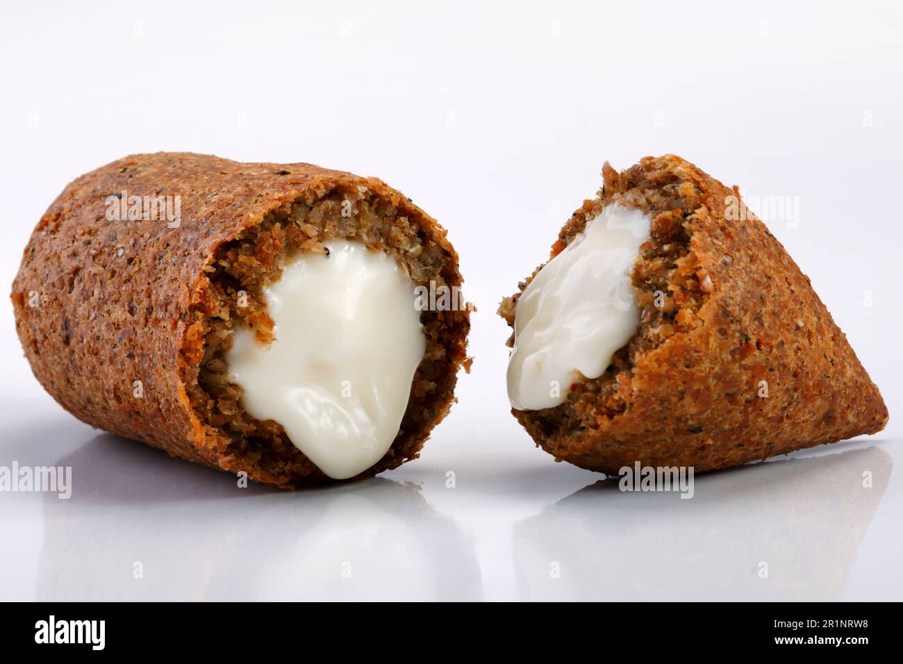 Fried kebab, traditional Arab cuisine, quibe stuffed with cream cheese ...