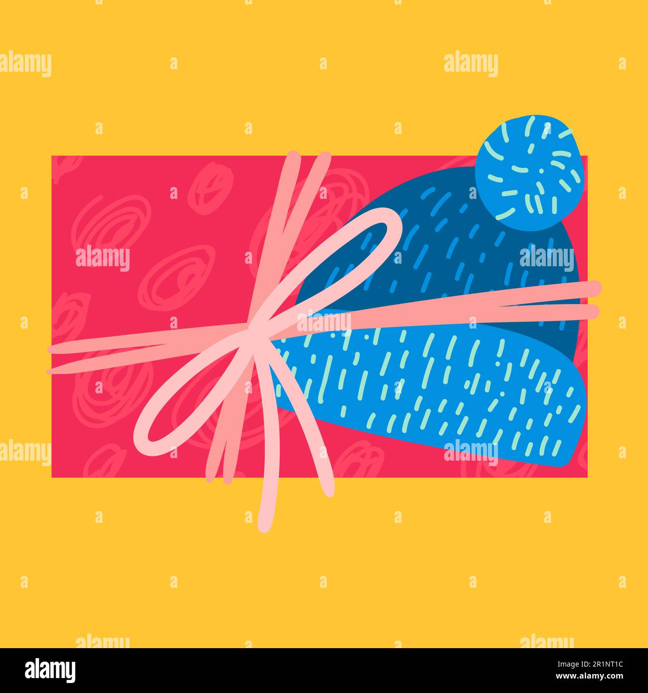 Christmas present from above flat vector illustration. Wrapped gift box ...