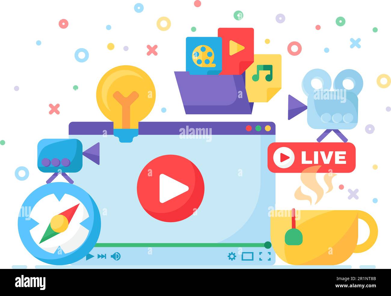 Live stream idea producing concept icon. Online broadcast on laptop ...