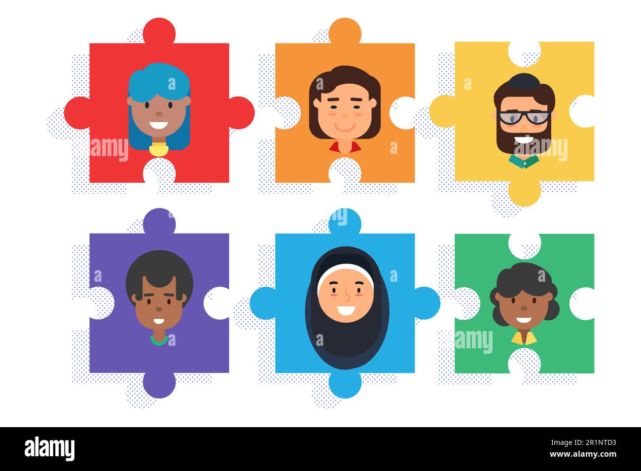 Diverse team on puzzle pieces, diversity and business teamwork ...