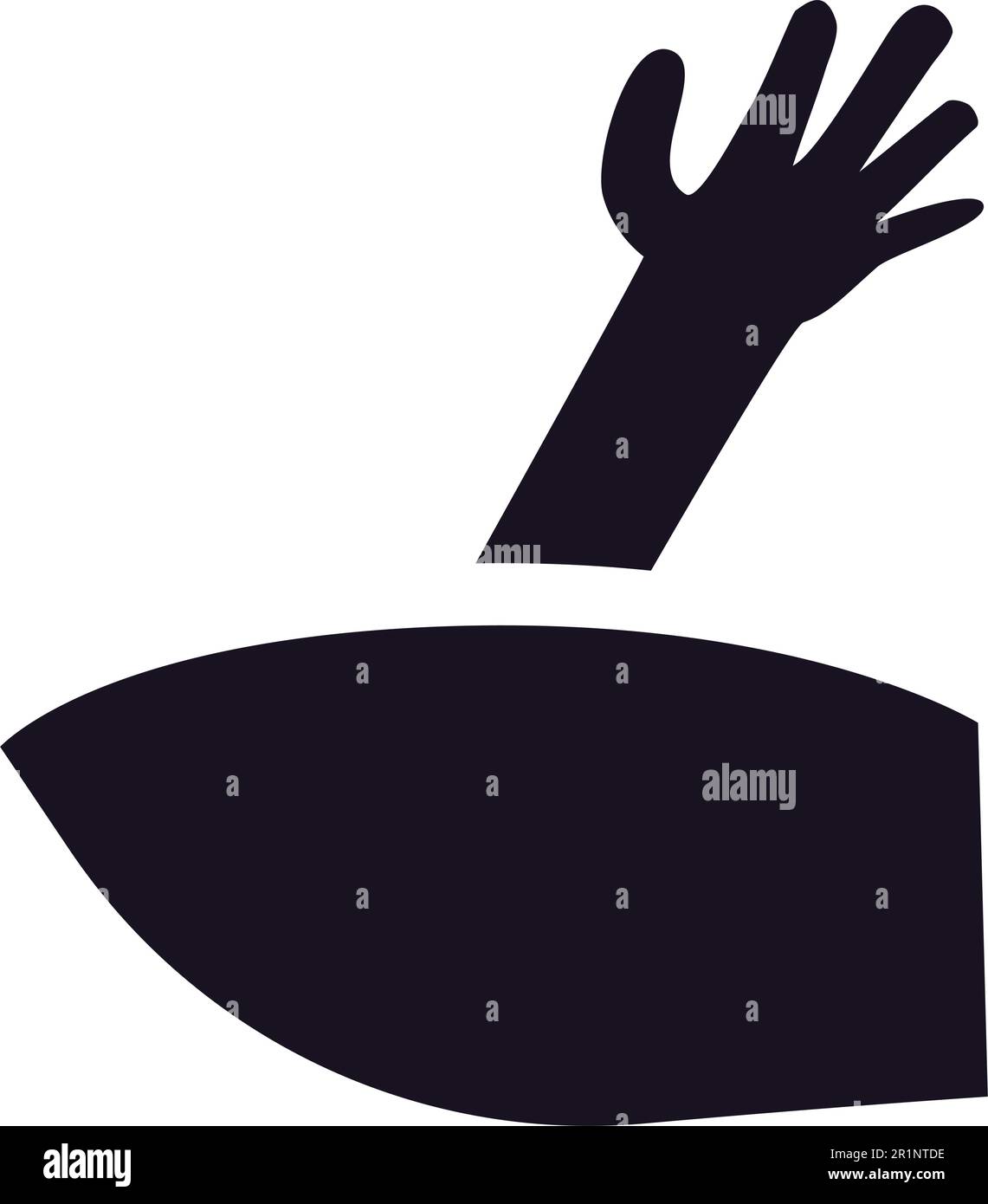Scary zombie hand silhouette coming out from grave. Black shape of dead ...