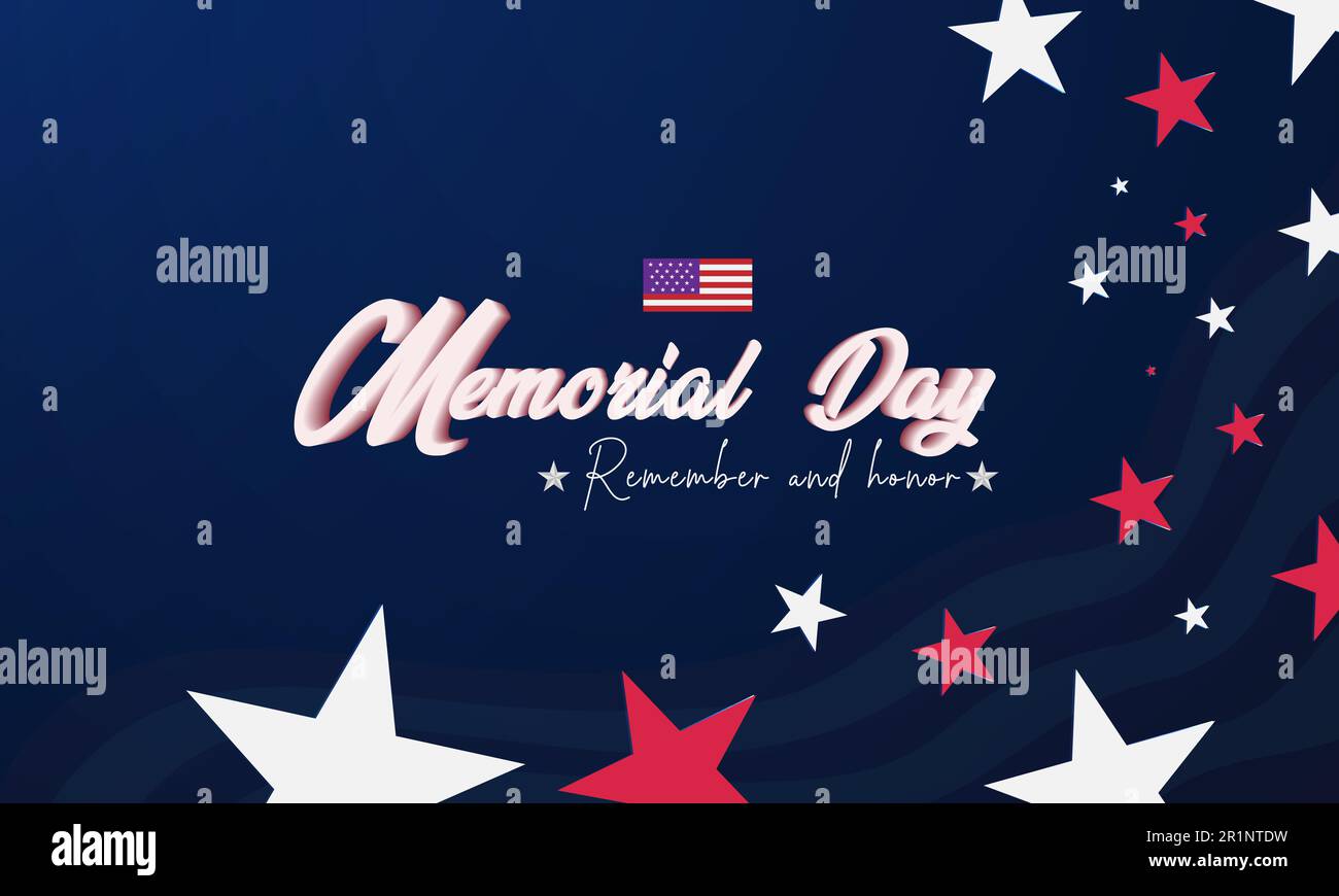 Memorial Day USA flag and stars concept. Memorial Day 3d text Poster ...