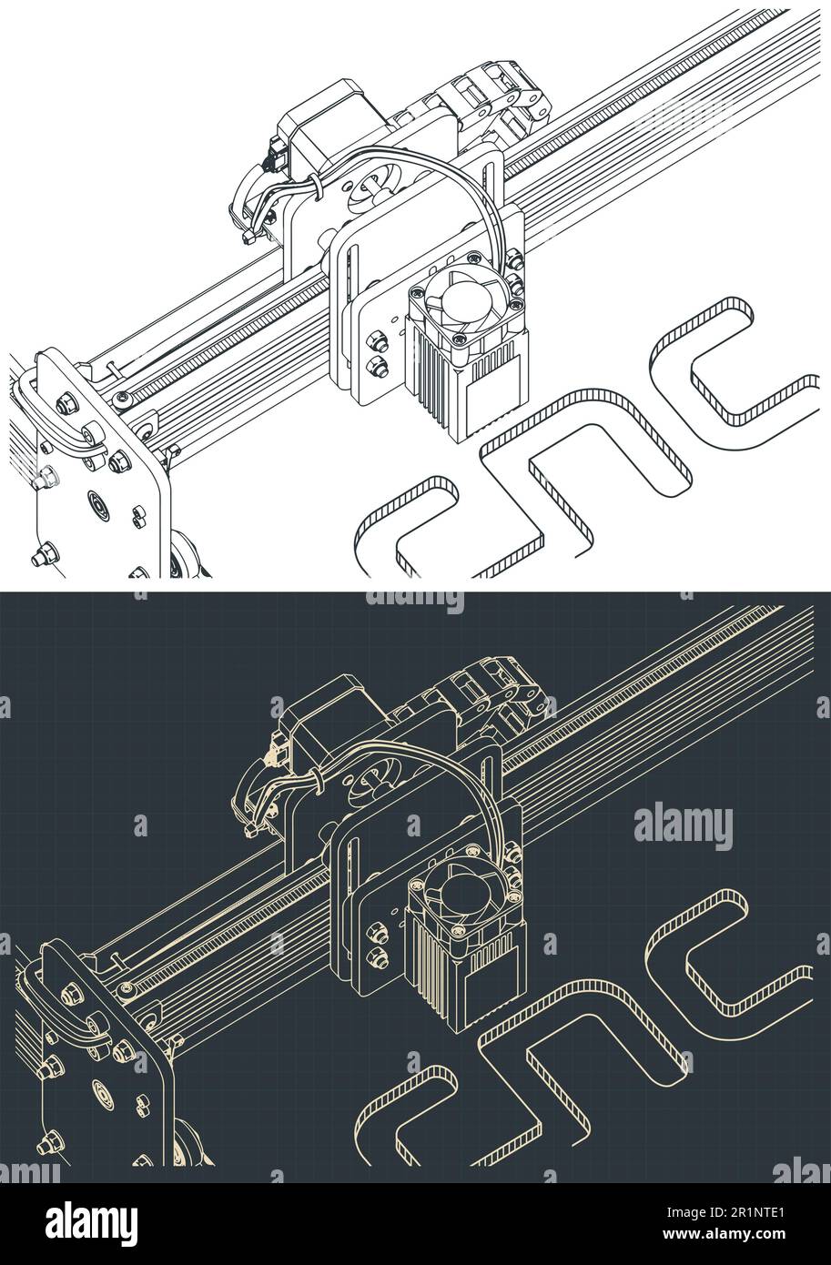 Stylized vector illustration of CNC router close-up Stock Vector Image ...