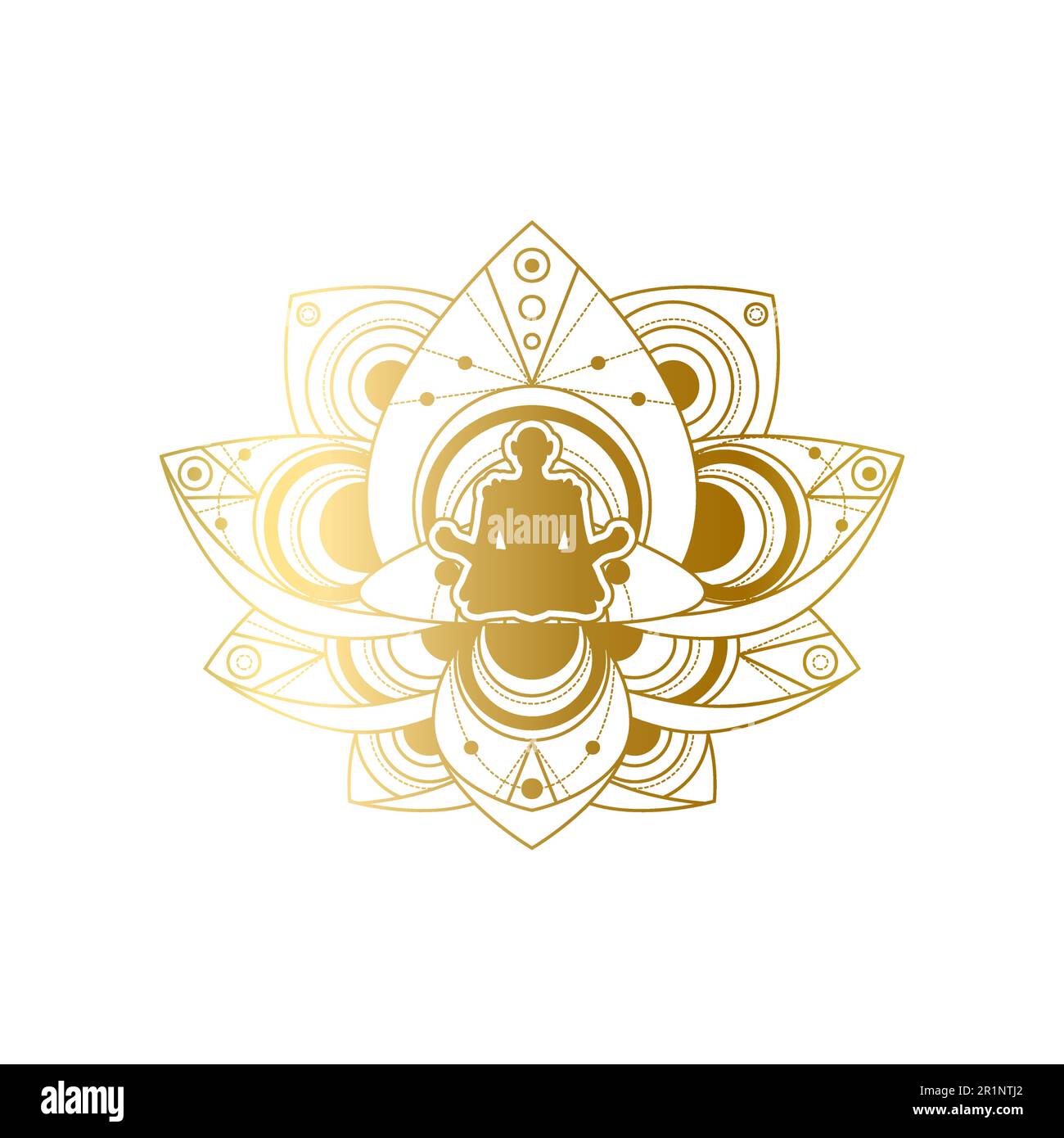 Yoga and Meditation Label Design, Female Silhouette in Golden Lotus ...