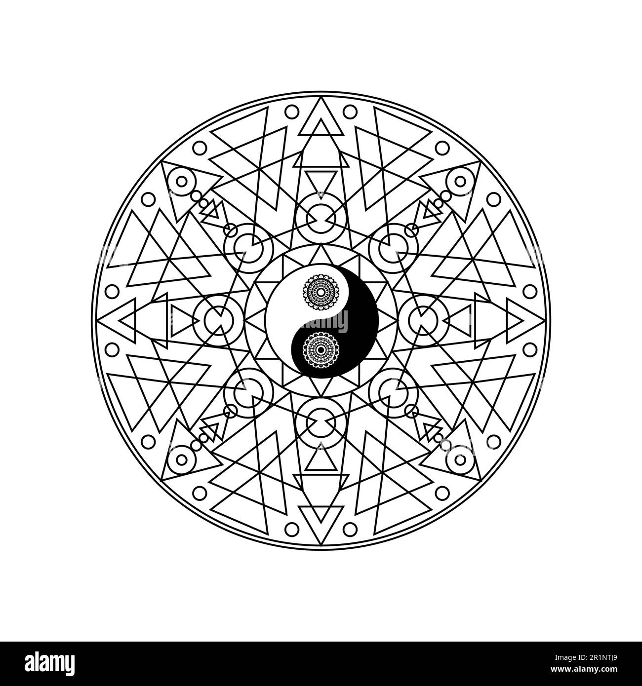 Yin Yang Symbol in Eastern Geometric Pattern Circle Isolated on White ...