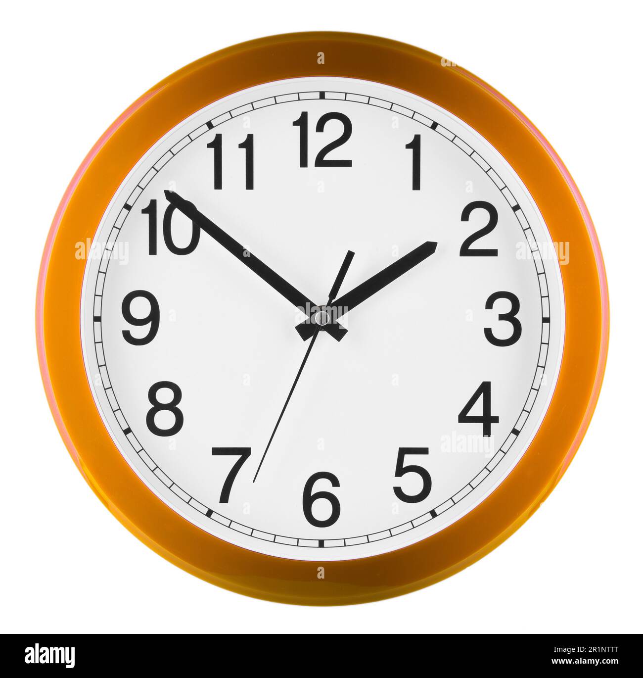 Wall clock isolated on white background. Ten to two Stock Photo - Alamy