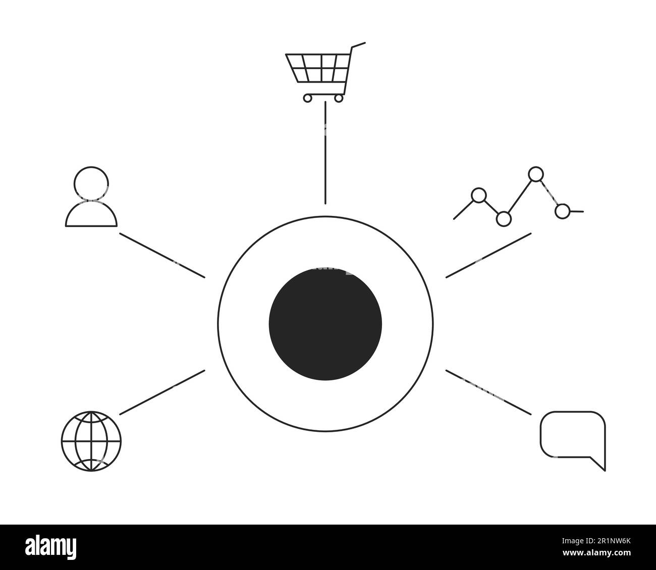 Control panel shortcut for digital marketing app bw concept vector spot ...