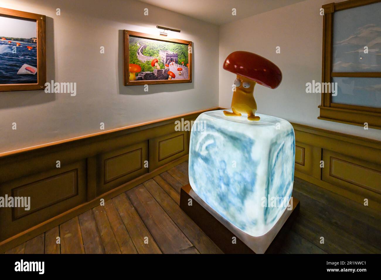 Large champignon by the Champi'folies ride at Le Pal in France Stock ...