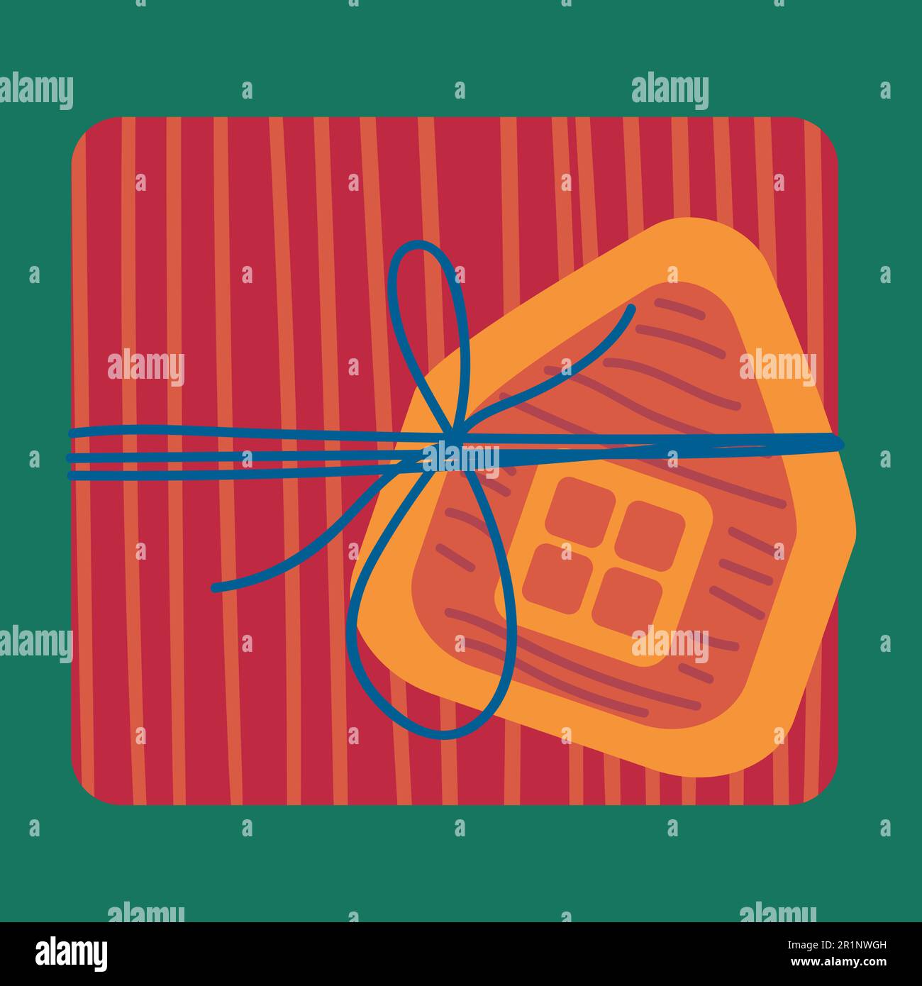 Christmas present from above flat vector illustration. Wrapped gift box ...