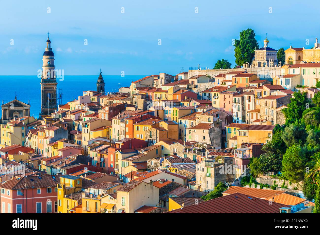 Old town architecture of Menton on French Riviera Stock Photo - Alamy