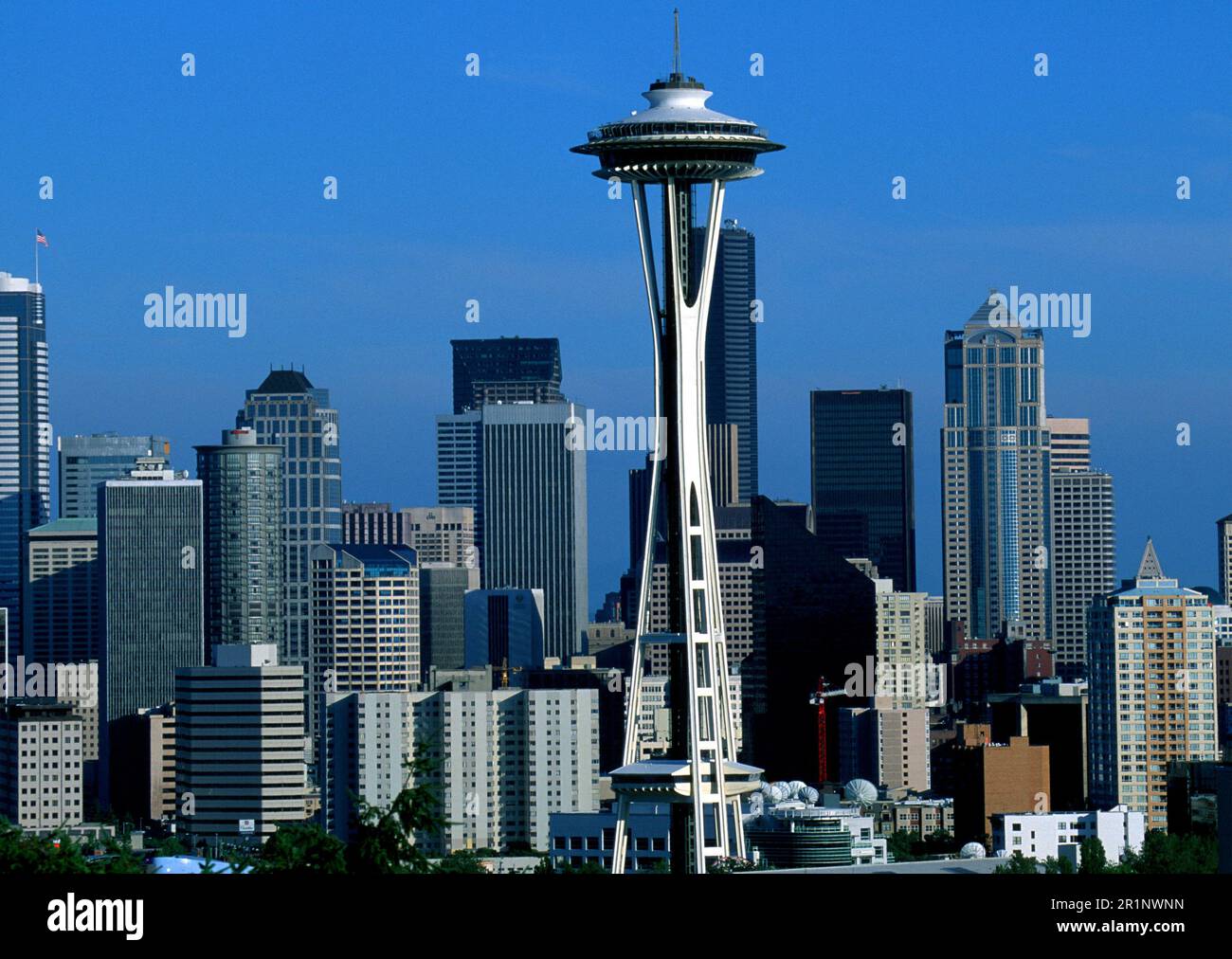 Skyline close up of Space Needle Seattle Washington Stock Photo - Alamy