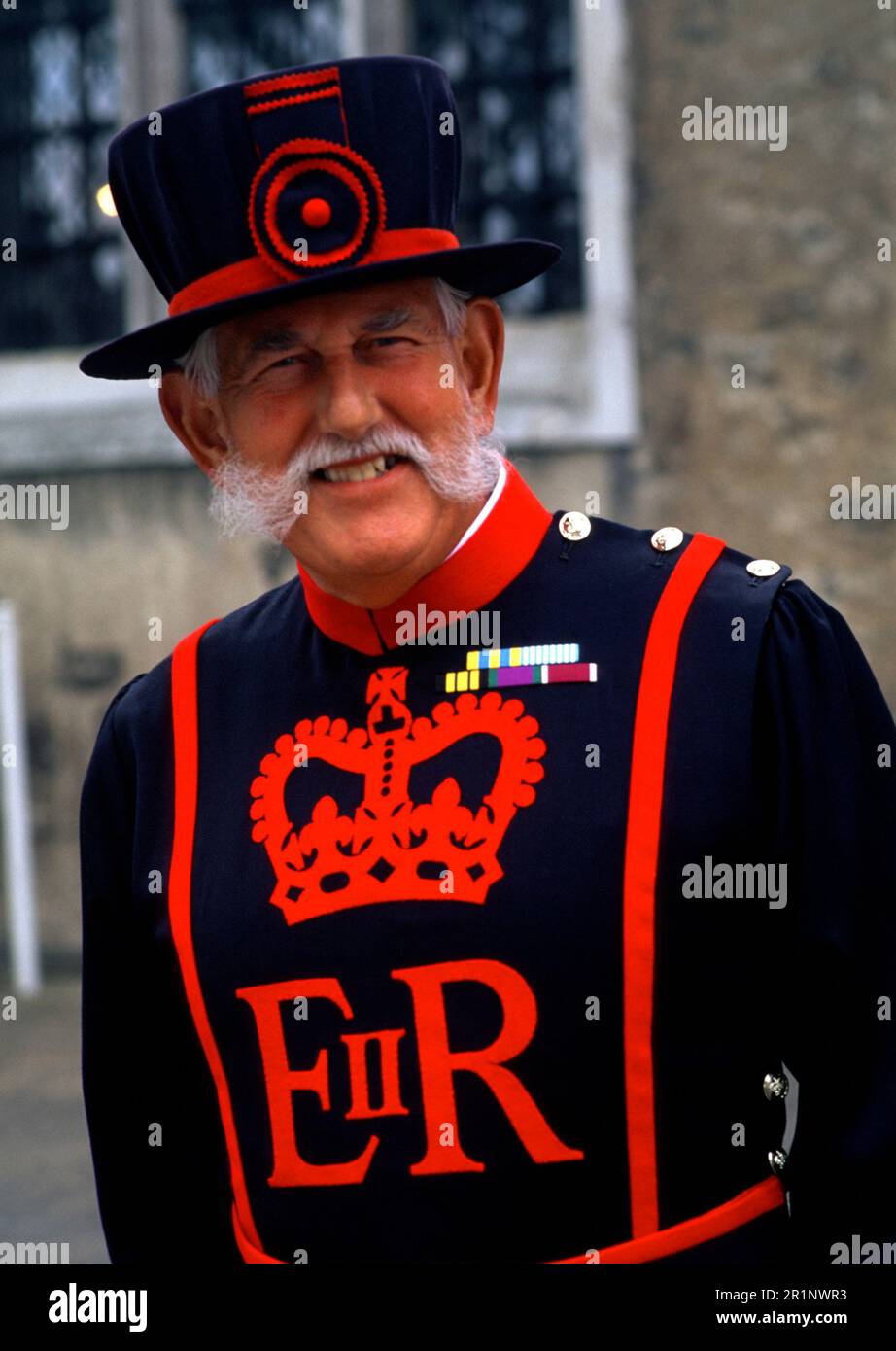 London England Beefeater in Costume at the Tower of London Stock Photo ...