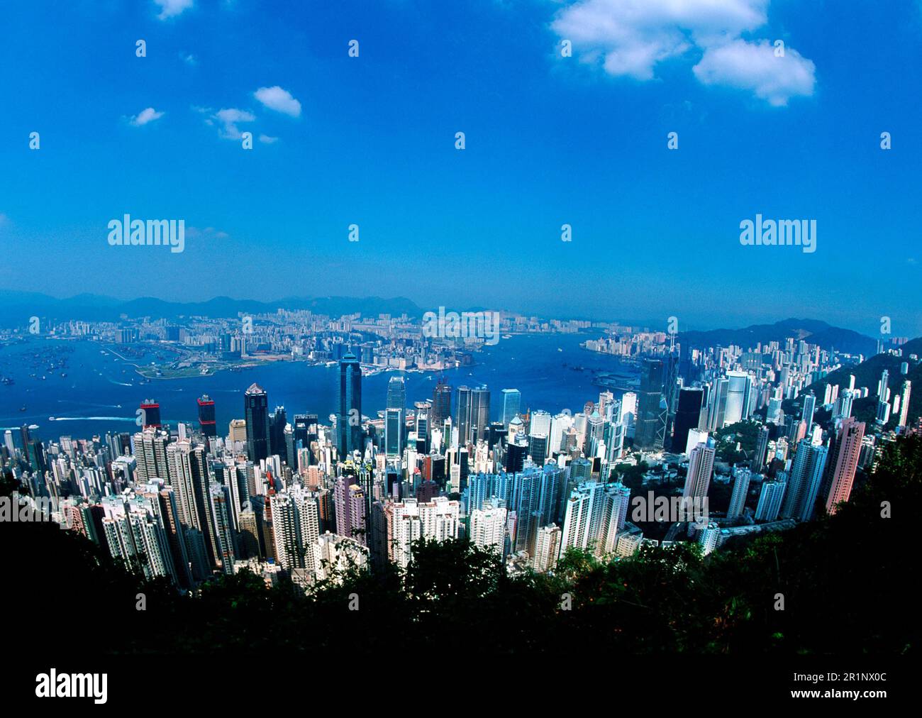 Majestic Hong Kong harbor from Victoria Peak 2002 Stock Photo - Alamy