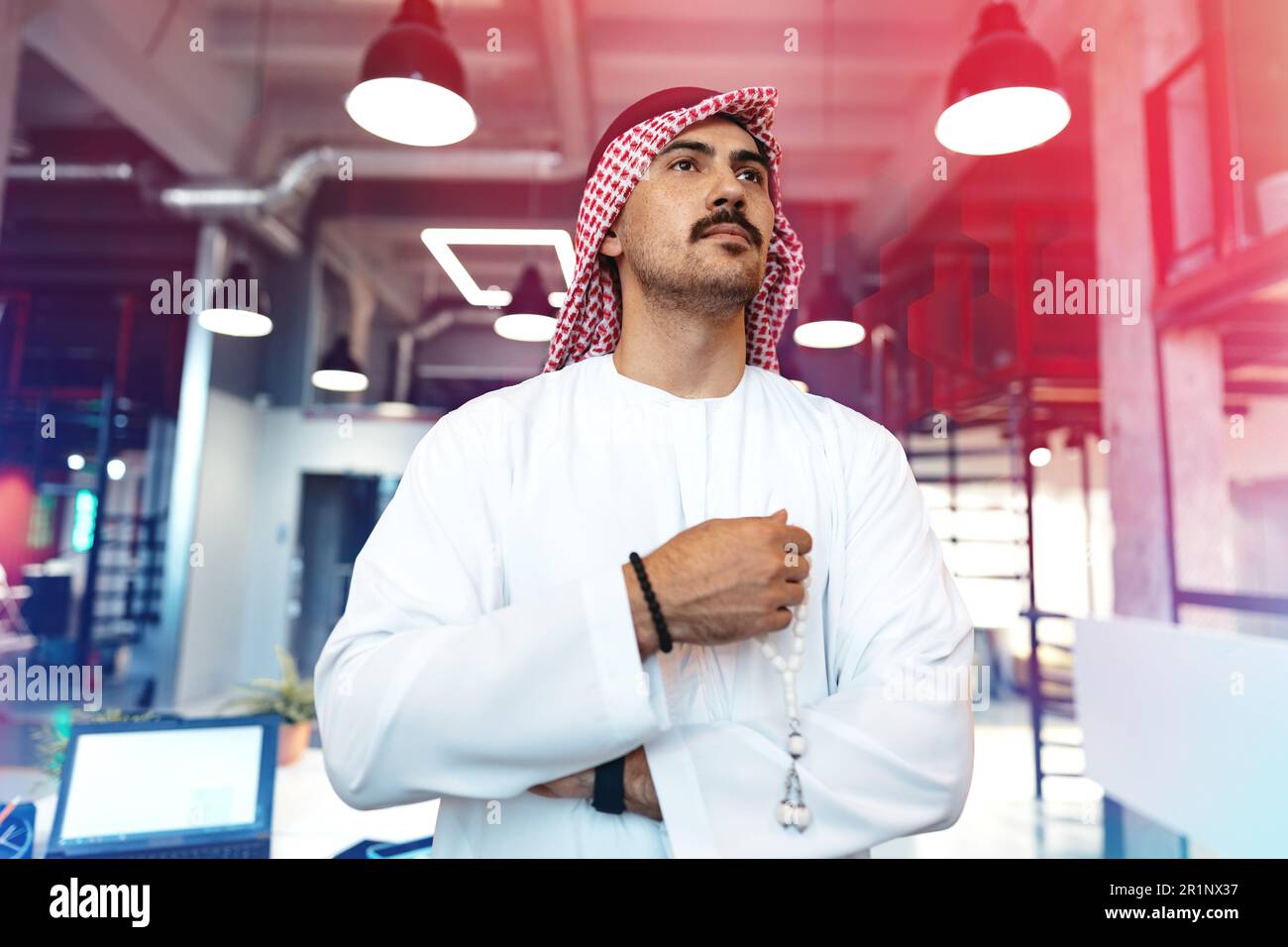 Successful muslim businessmen in traditional outfit in his office Stock ...